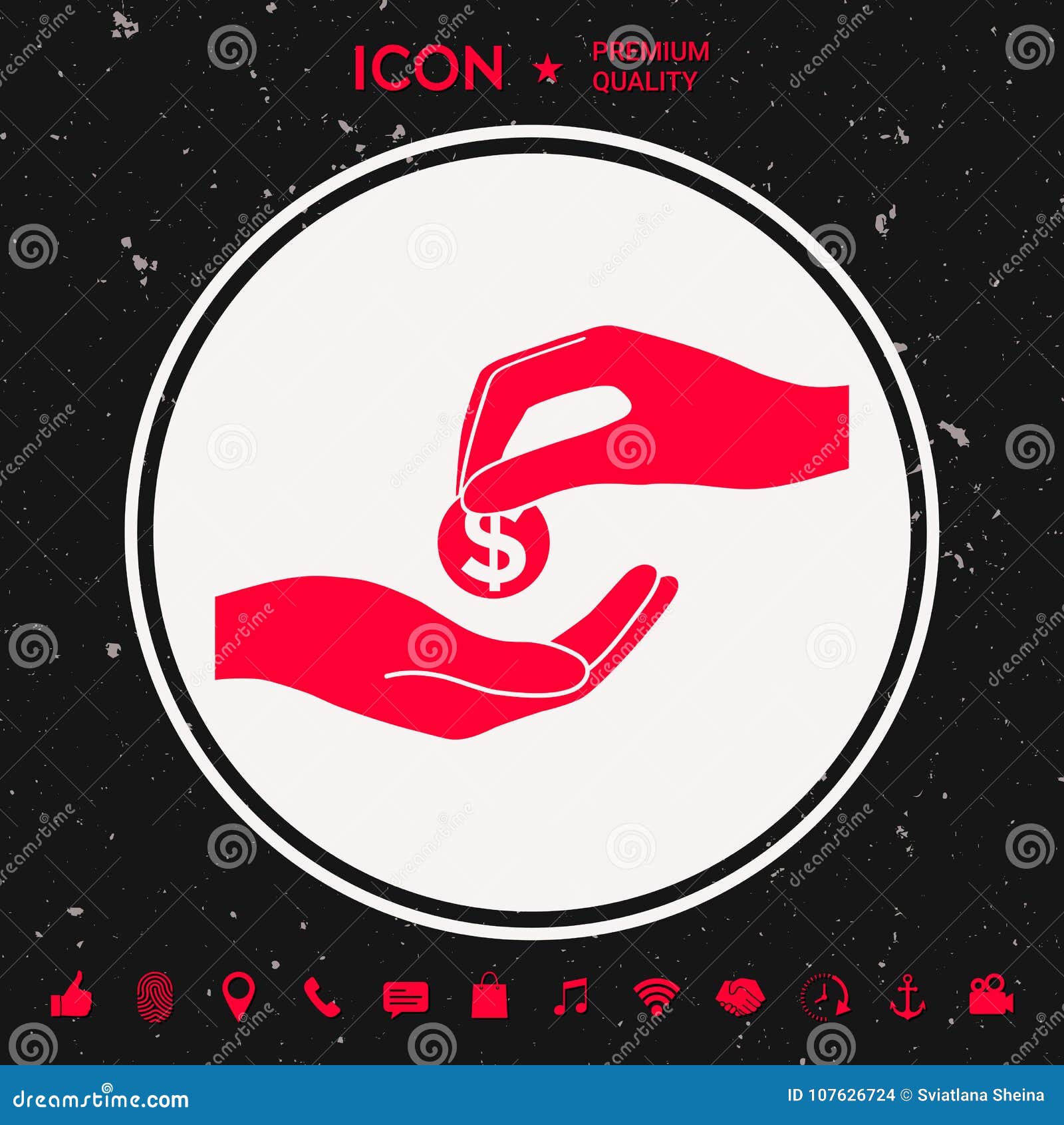 Receiving money icon stock vector. Illustration of help - 107626724