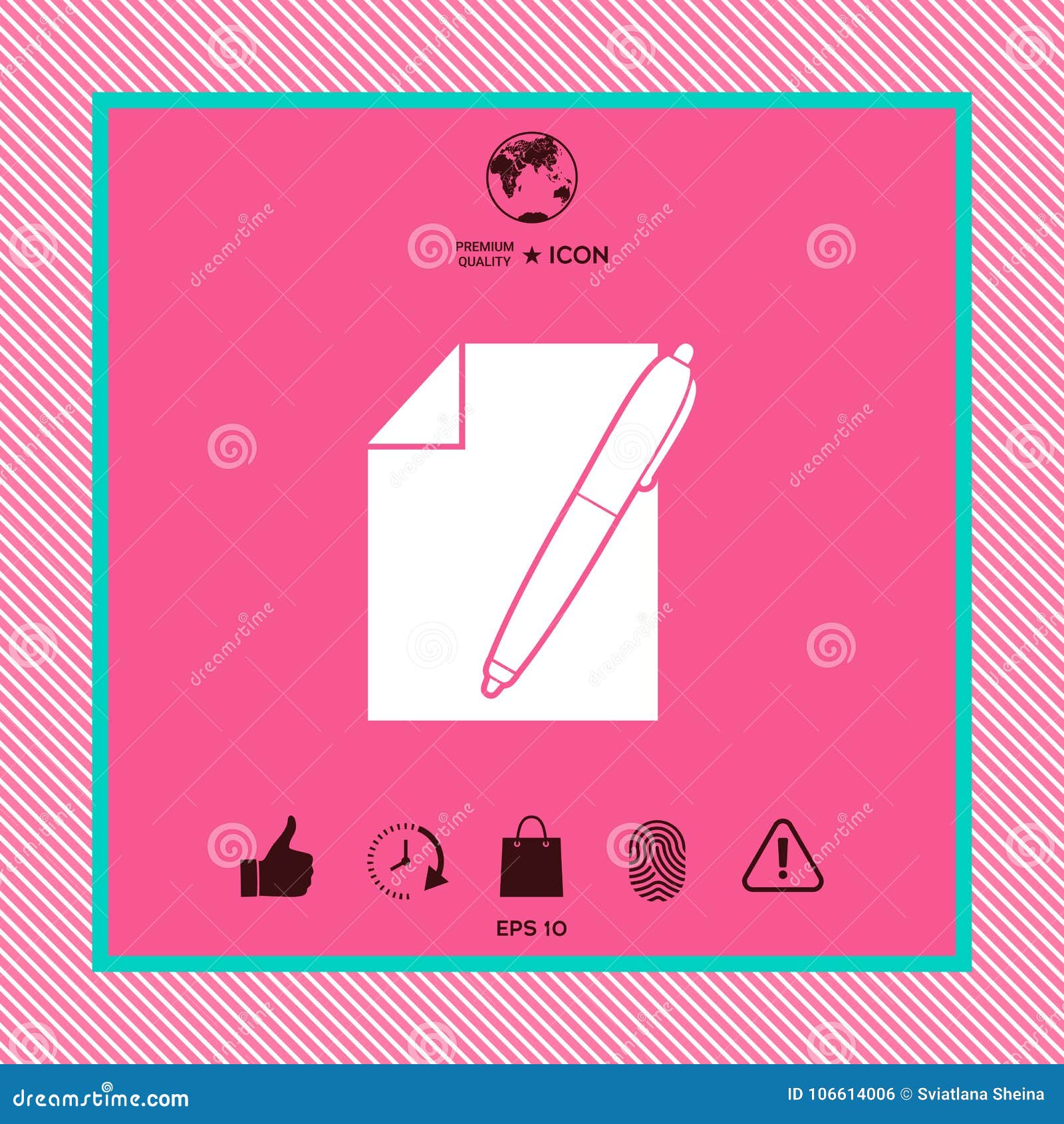 Sheet of Paper and Pen Symbol Icon Stock Vector - Illustration of ...