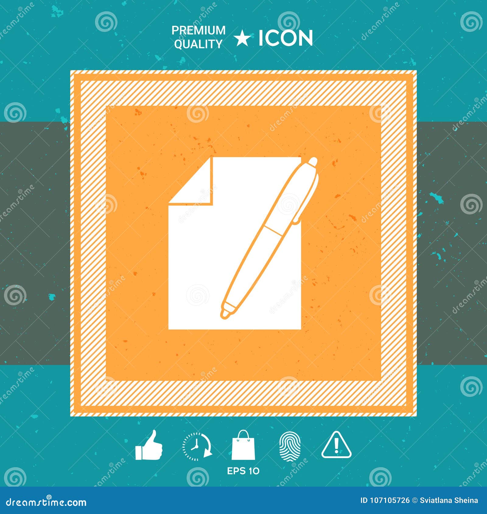 Sheet of Paper and Pen Symbol Icon Stock Vector - Illustration of text ...
