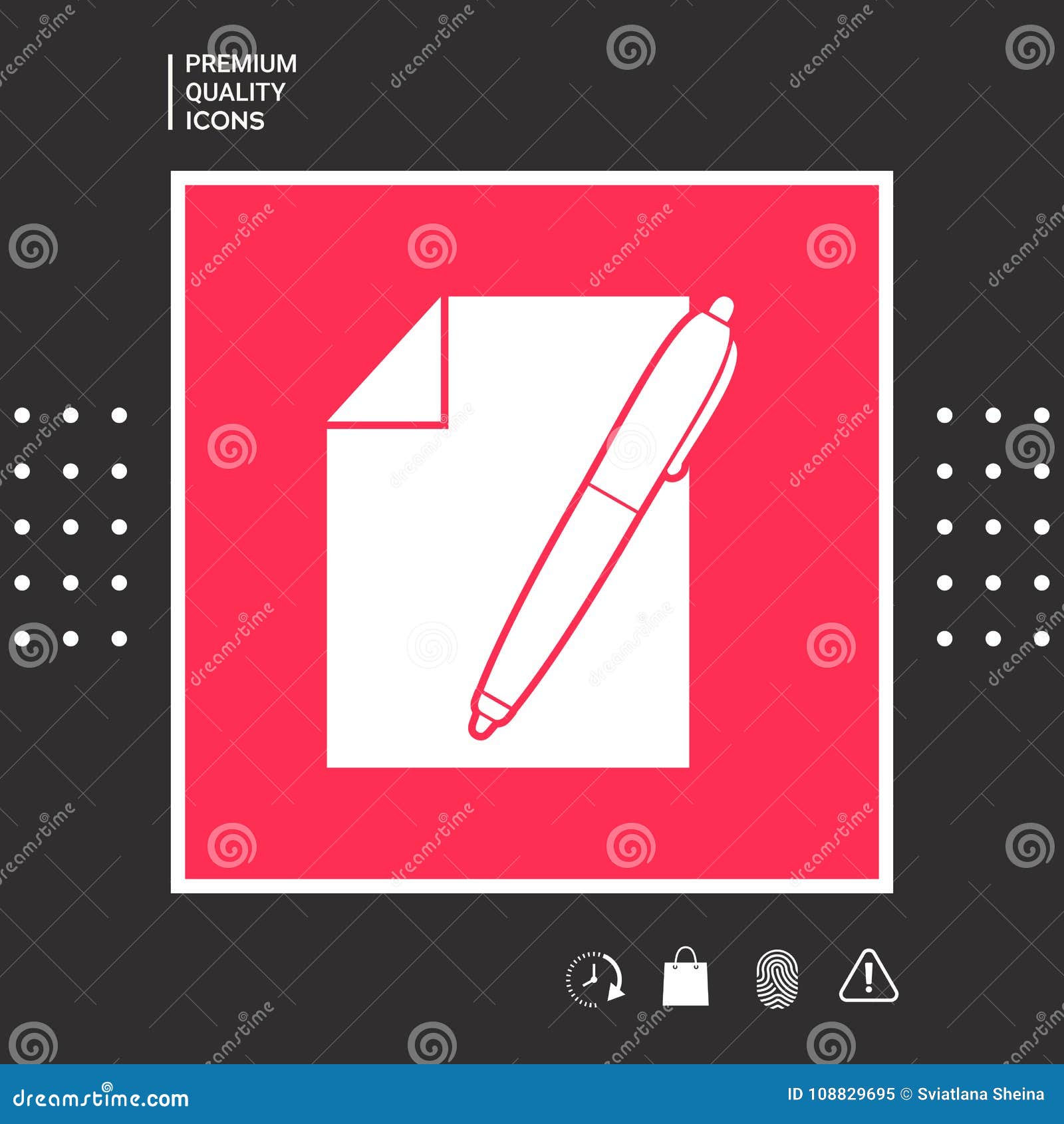 Sheet of Paper and Pen Symbol Icon Stock Vector - Illustration of text ...