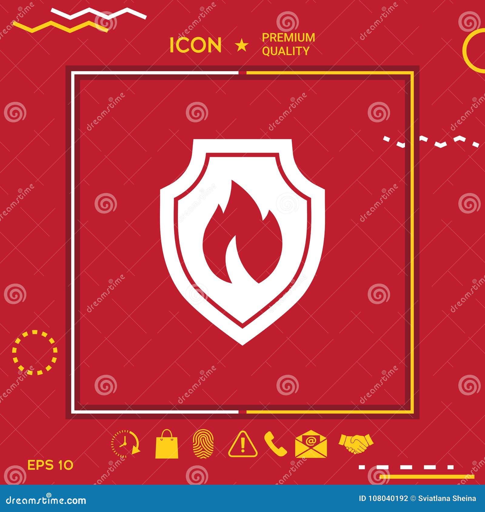 Shield with Fire Sign - Protection Icon Stock Vector - Illustration of ...