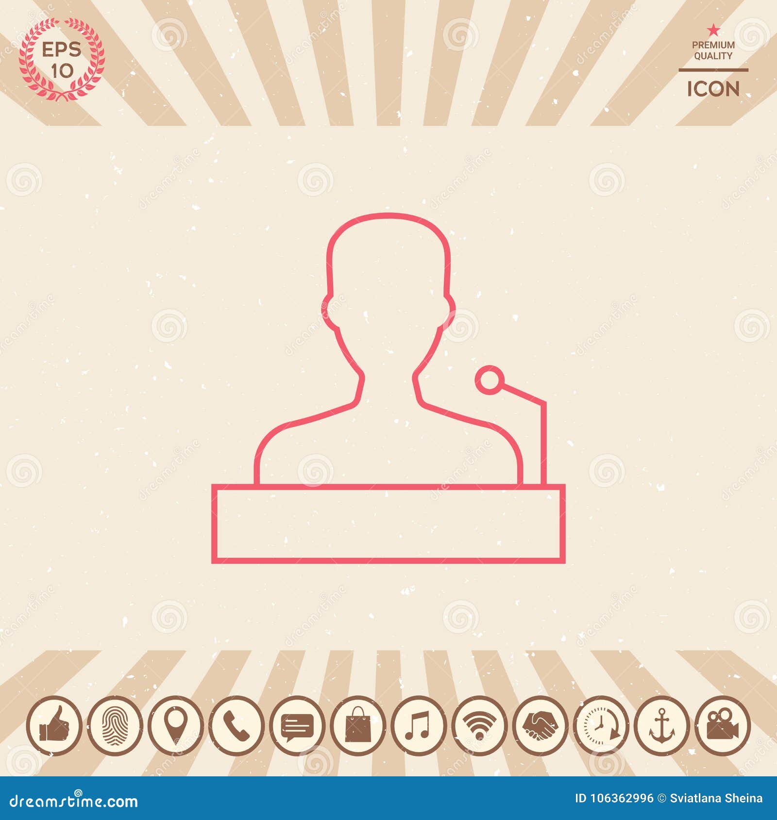 Speaker, Orator Speaking from Tribune - Line Icon Stock Vector ...