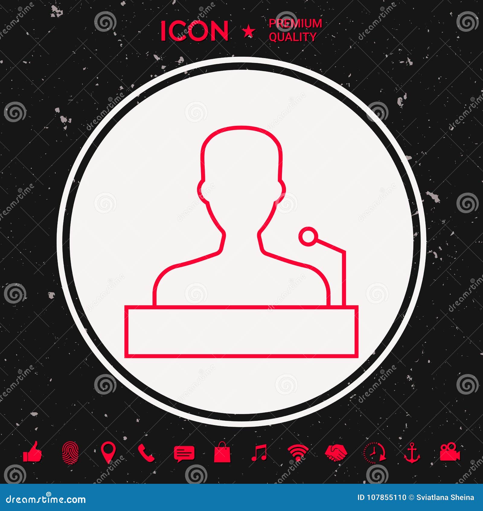 Speaker, Orator Speaking from Tribune - Line Icon Stock Vector ...