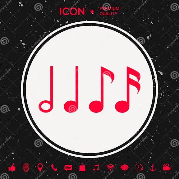 Symbol of Music, Notes. Sixteenth Note, Eighth Note, Quarter Note and ...