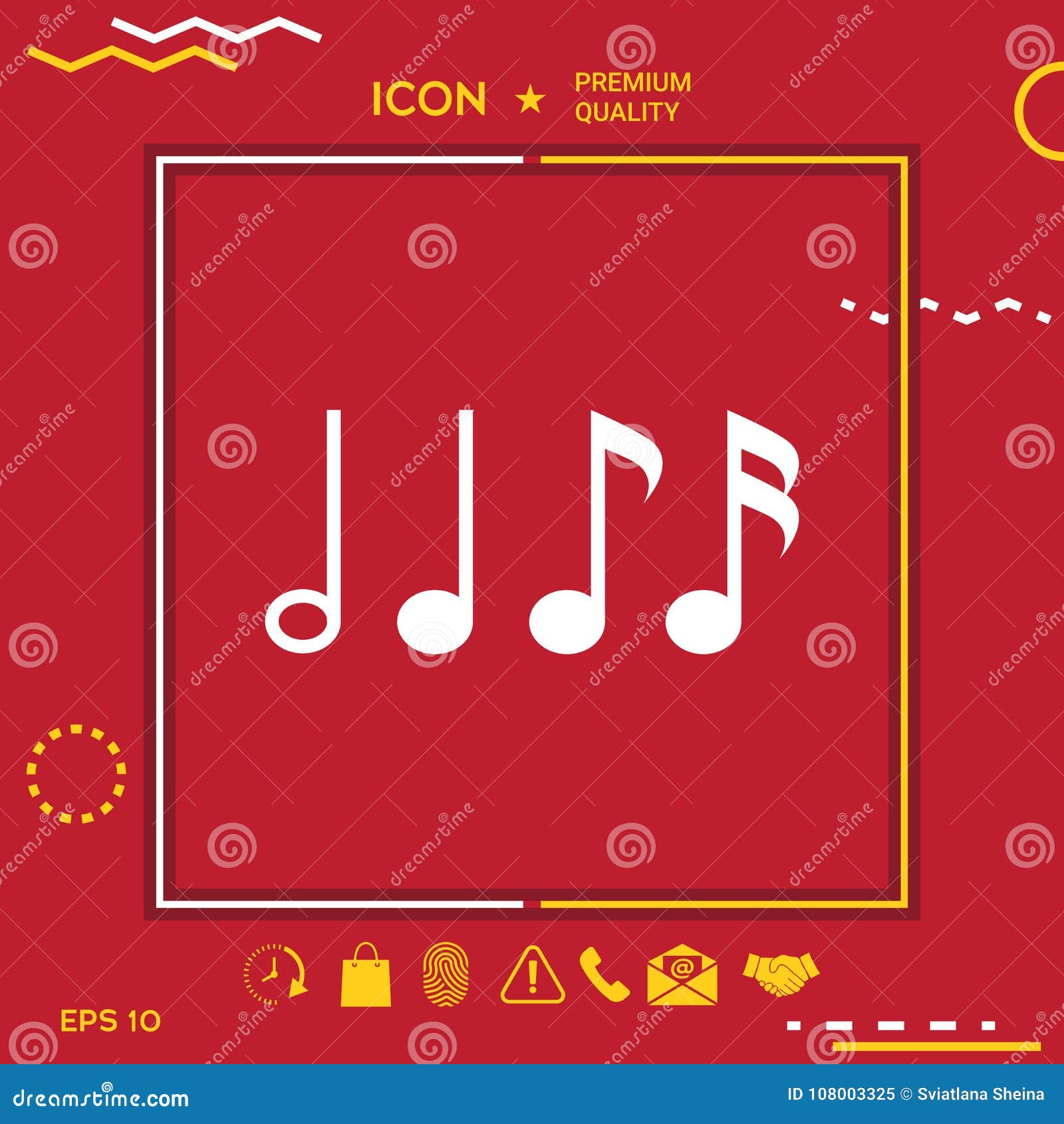 Symbol of Music, Notes. Sixteenth Note, Eighth Note, Quarter Note and ...