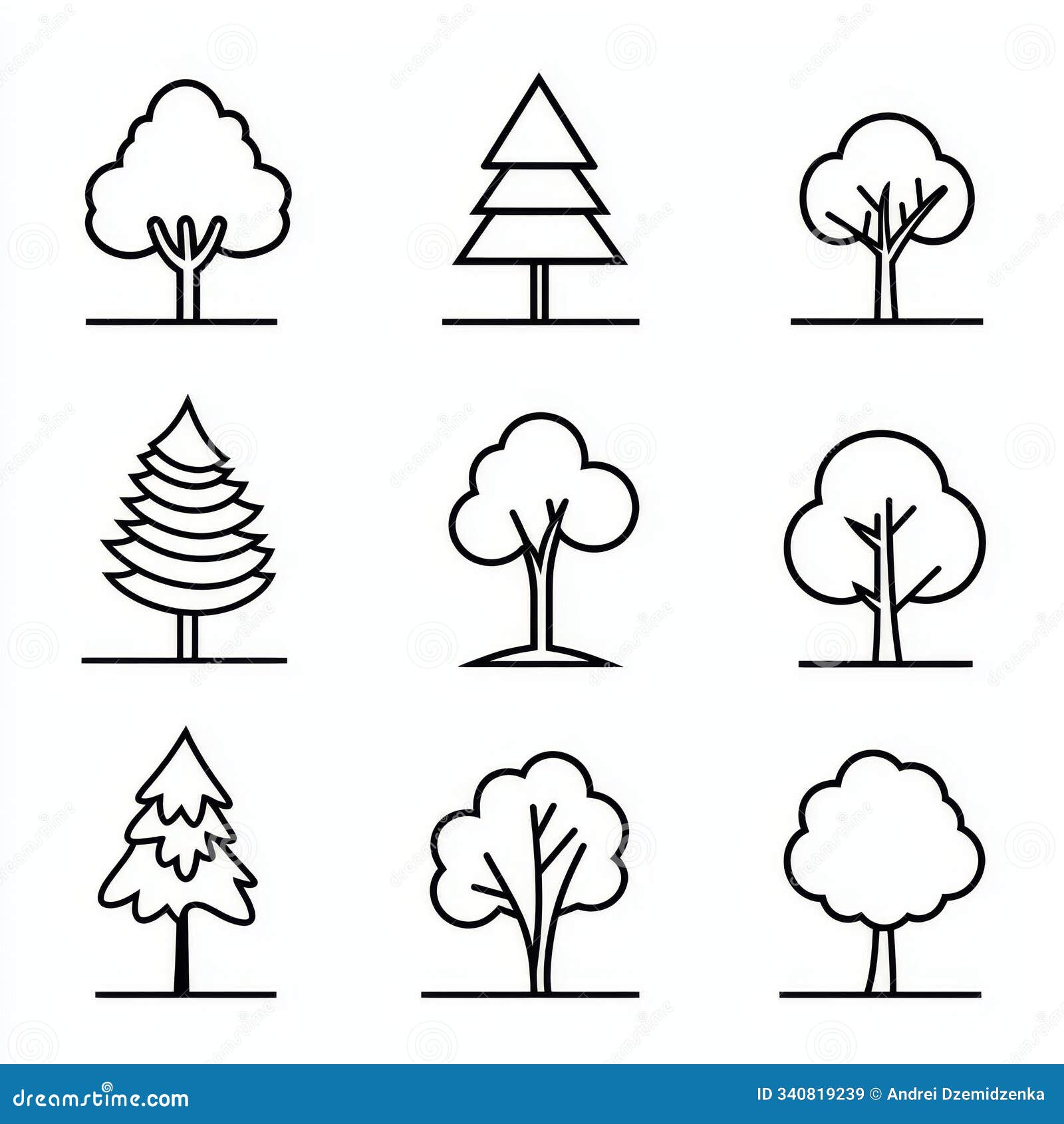 The Graphic Elements of Trees are Outlined in the Shape of an Outline ...