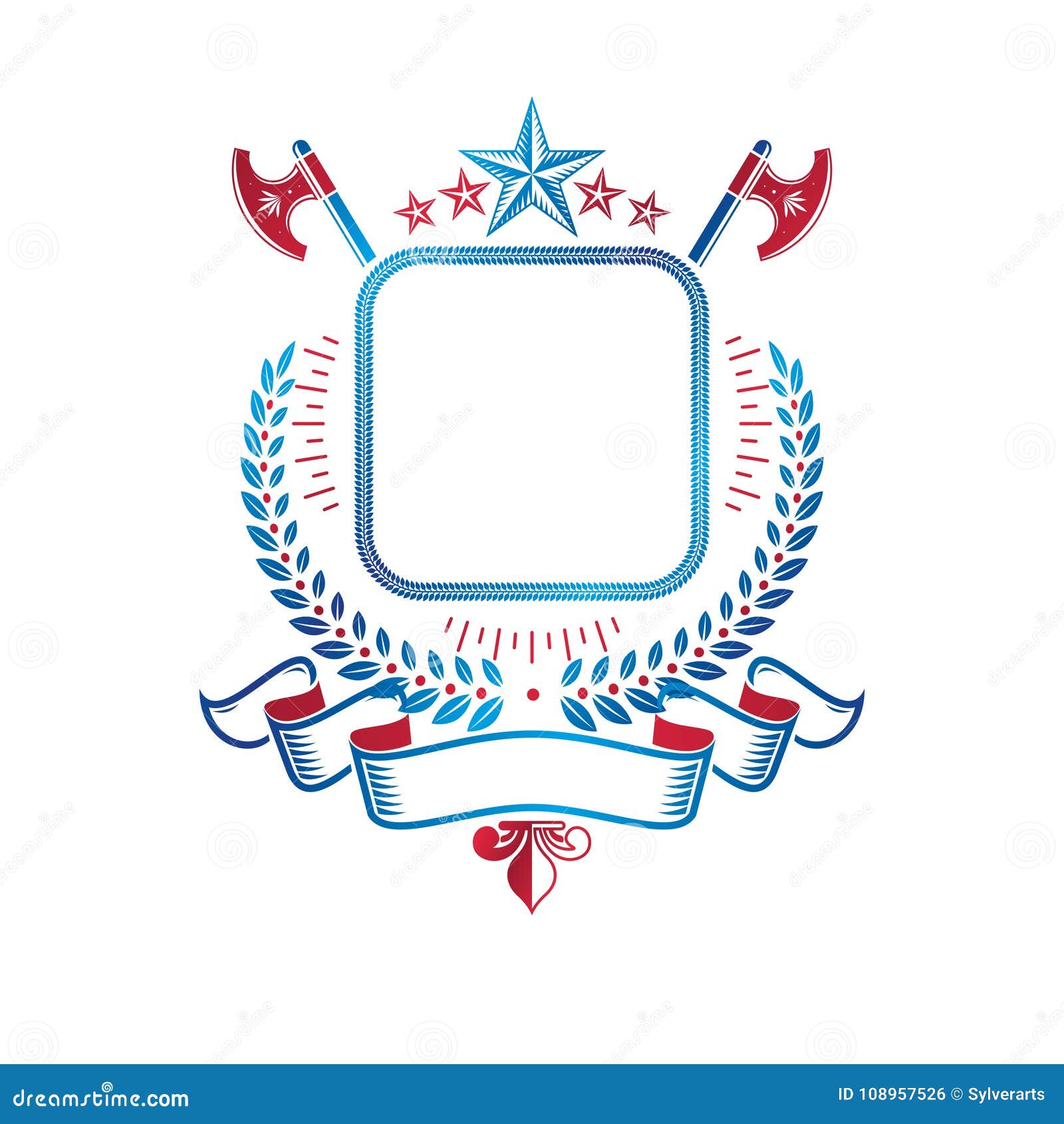 Axes Heraldic Wolf Coat Of Arms Crest Tattoo Background Cartoon Vector ...