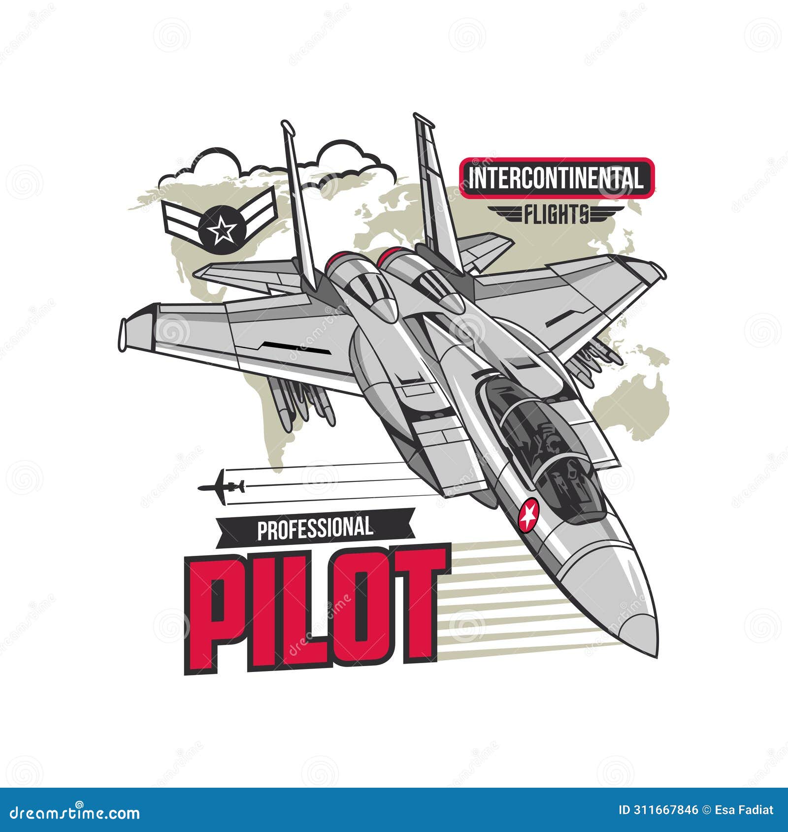 Graphic Emblem Featuring a Fighter Jet with Professional Pilot and ...