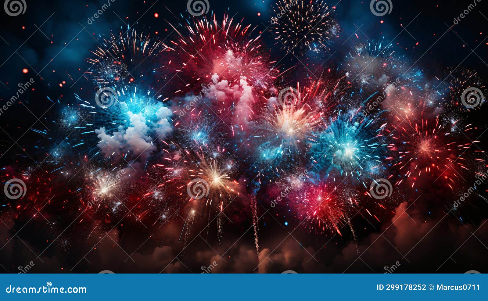 Graphic of Exploding Rockets in the Night Sky Stock Photo - Image of ...