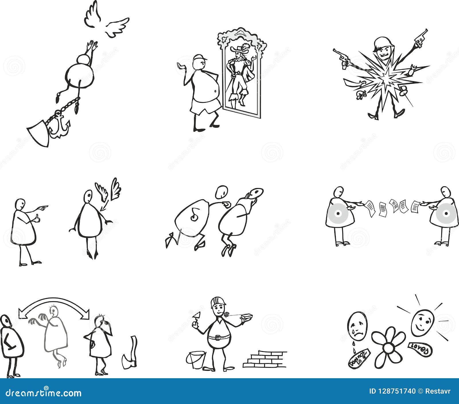 Human Desires Mirror Reflections. Different Ages People Front Speculars ...