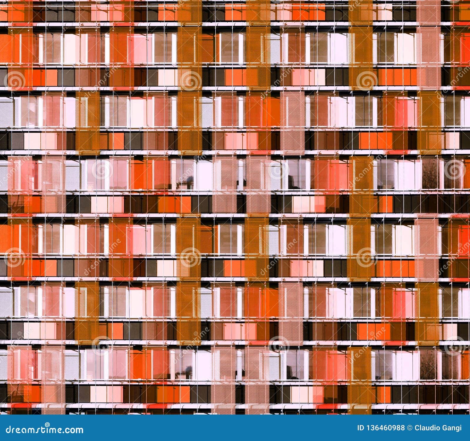 Graphic Facade Building of Skyscraper - Coral Color Stock Photo - Image ...