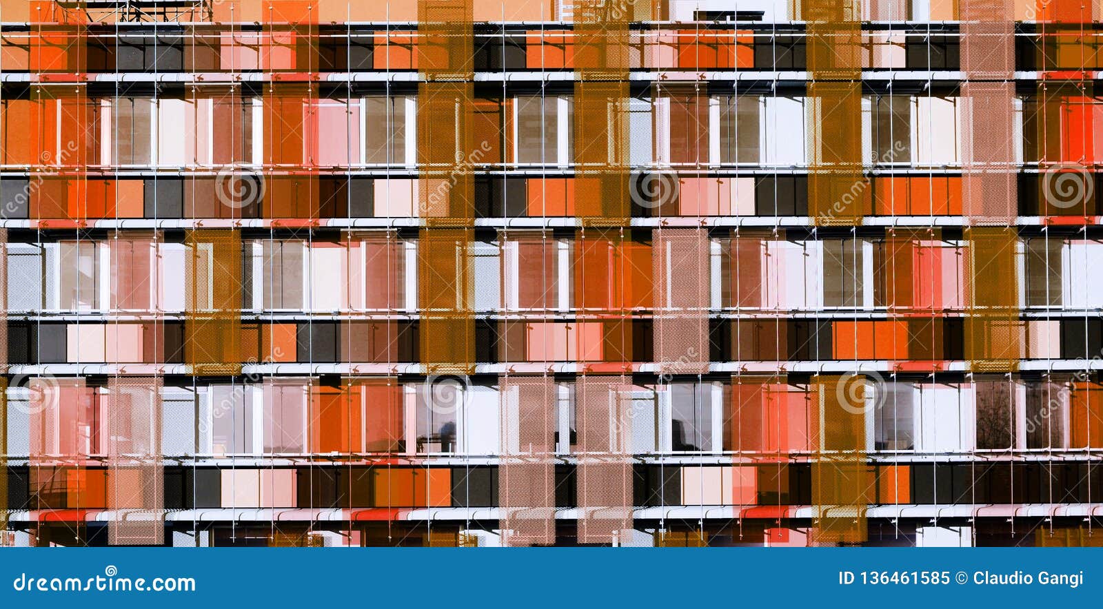 Graphic Facade Building of Skyscraper - Coral Color Stock Image - Image ...