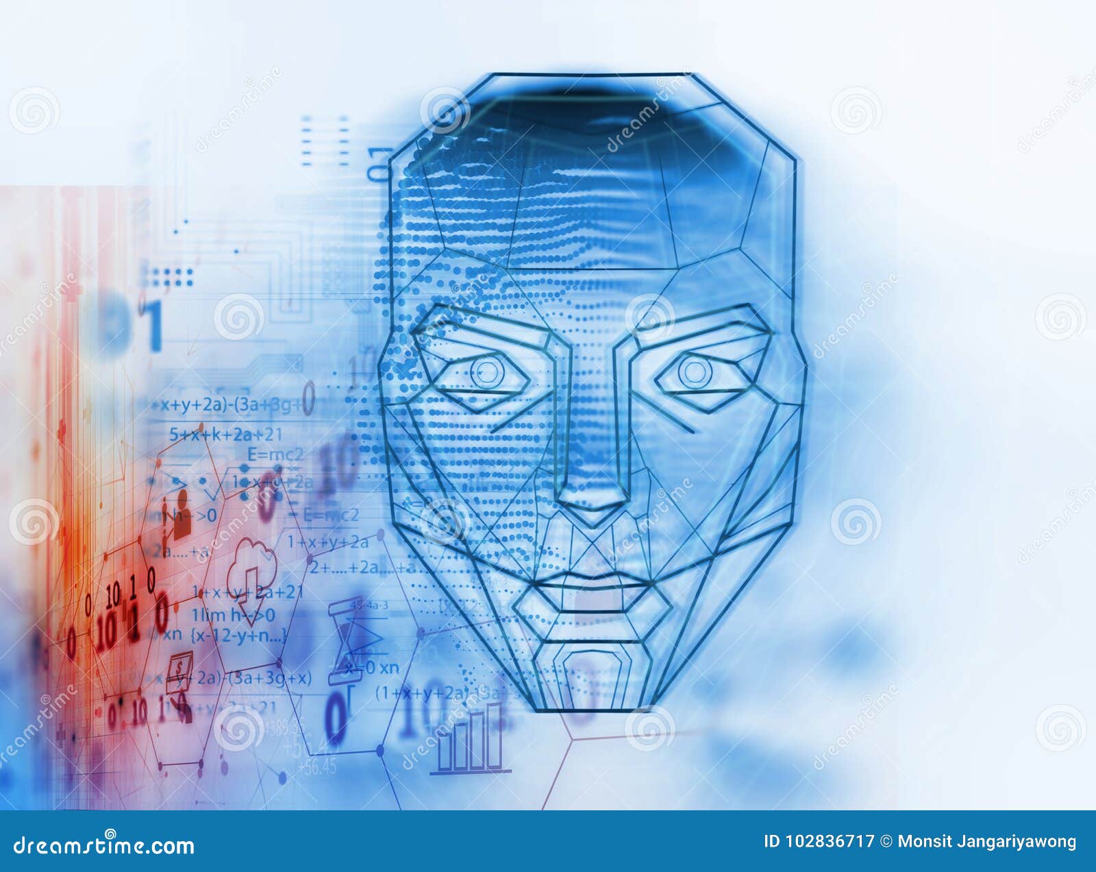 Graphic Face on Abstract Technology Background Stock Illustration ...