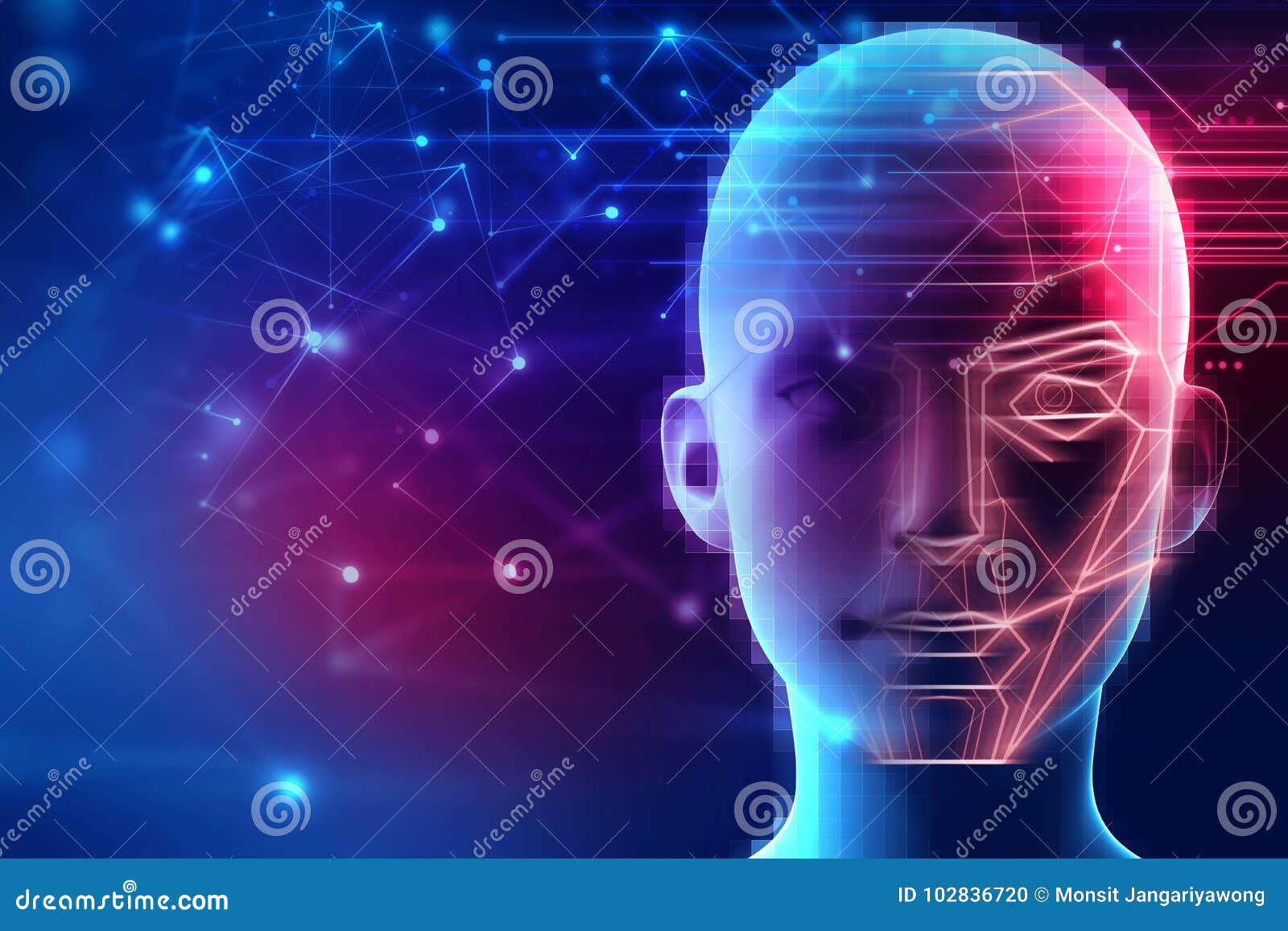 Graphic Face on Abstract Technology Background Stock Illustration ...
