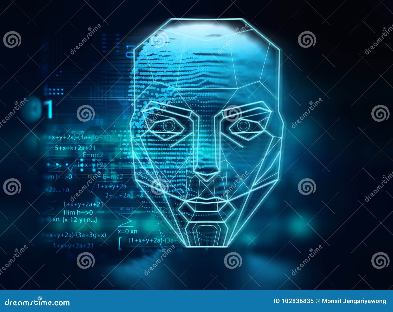 Graphic Face on Abstract Technology Background Stock Illustration ...