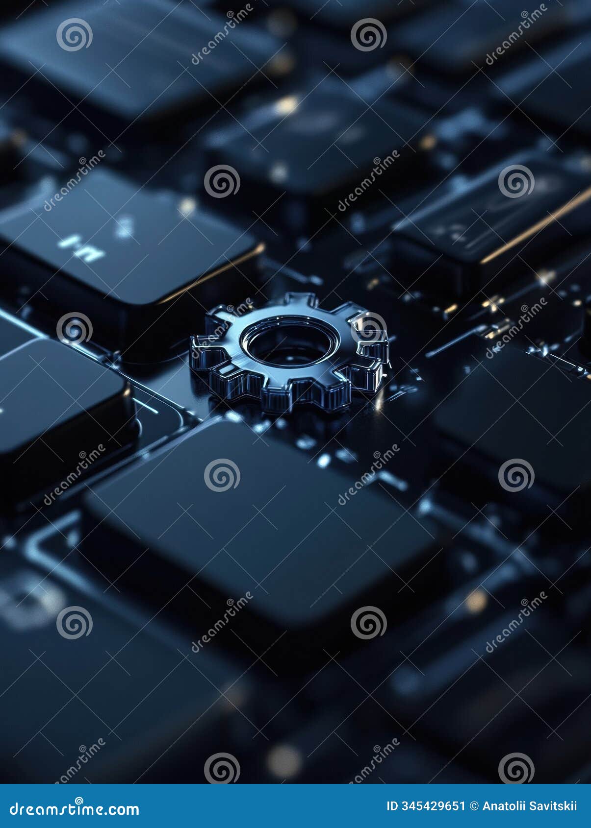 This Graphic Features a Keyboard with a Gear Symbol Overlay ...