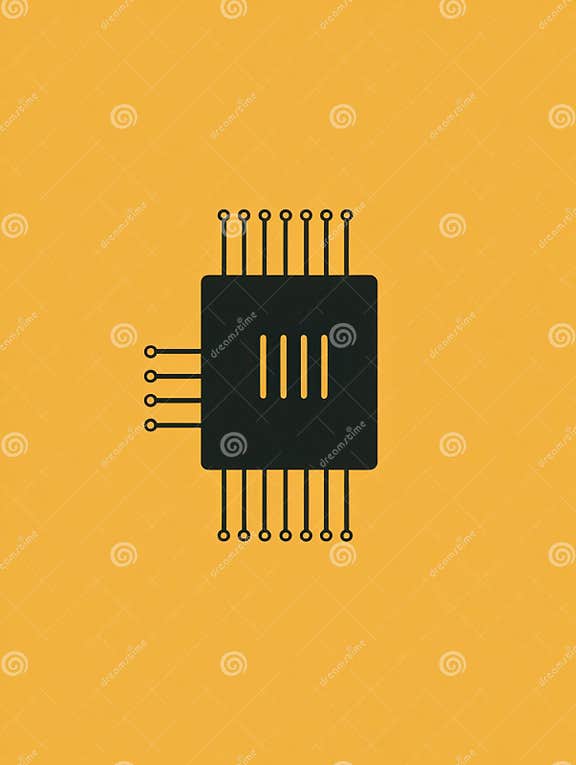 This Graphic Features a Minimalist Microchip Design with Digital Traces ...