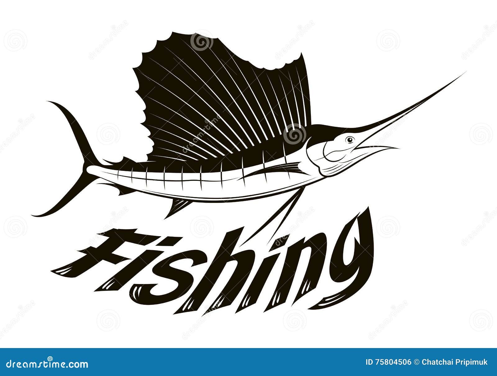 Graphic fishing, vector stock vector. Illustration of hand - 75804506