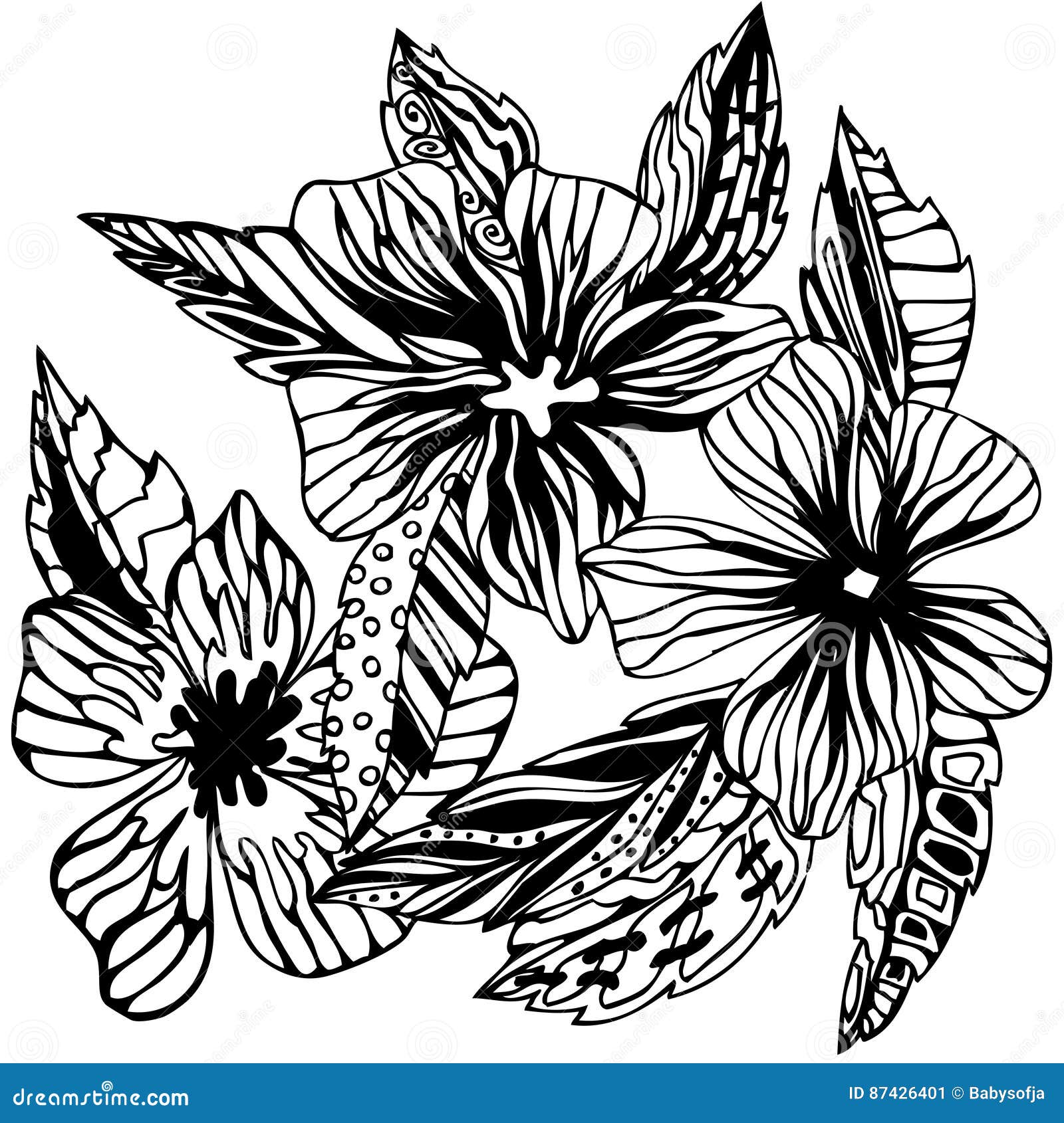 Graphic Flower, Hand-drawing Vector Stock Vector - Illustration of ...