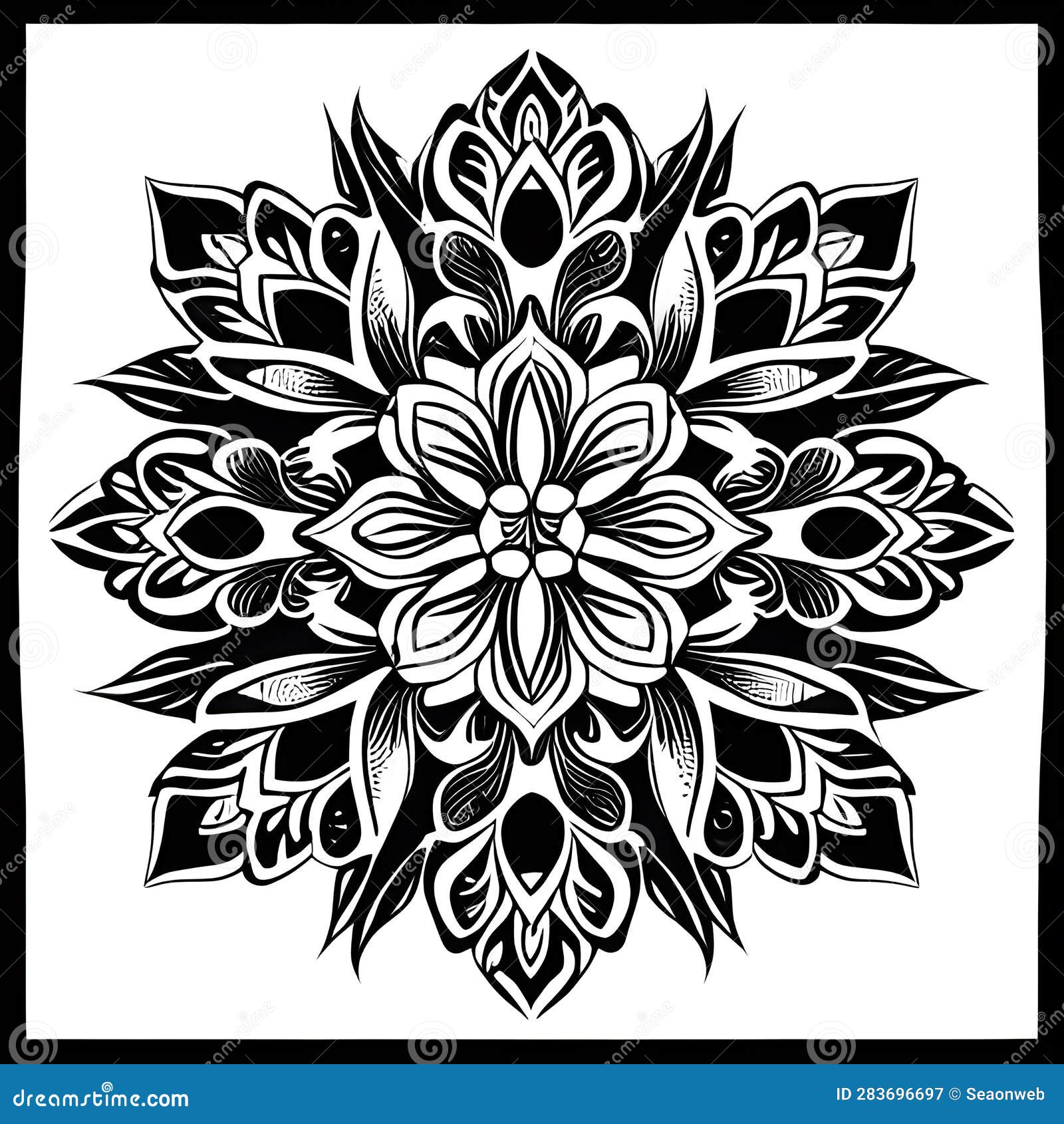 The Graphic of Flower Tattoo Vector Stock Illustration - Illustration ...