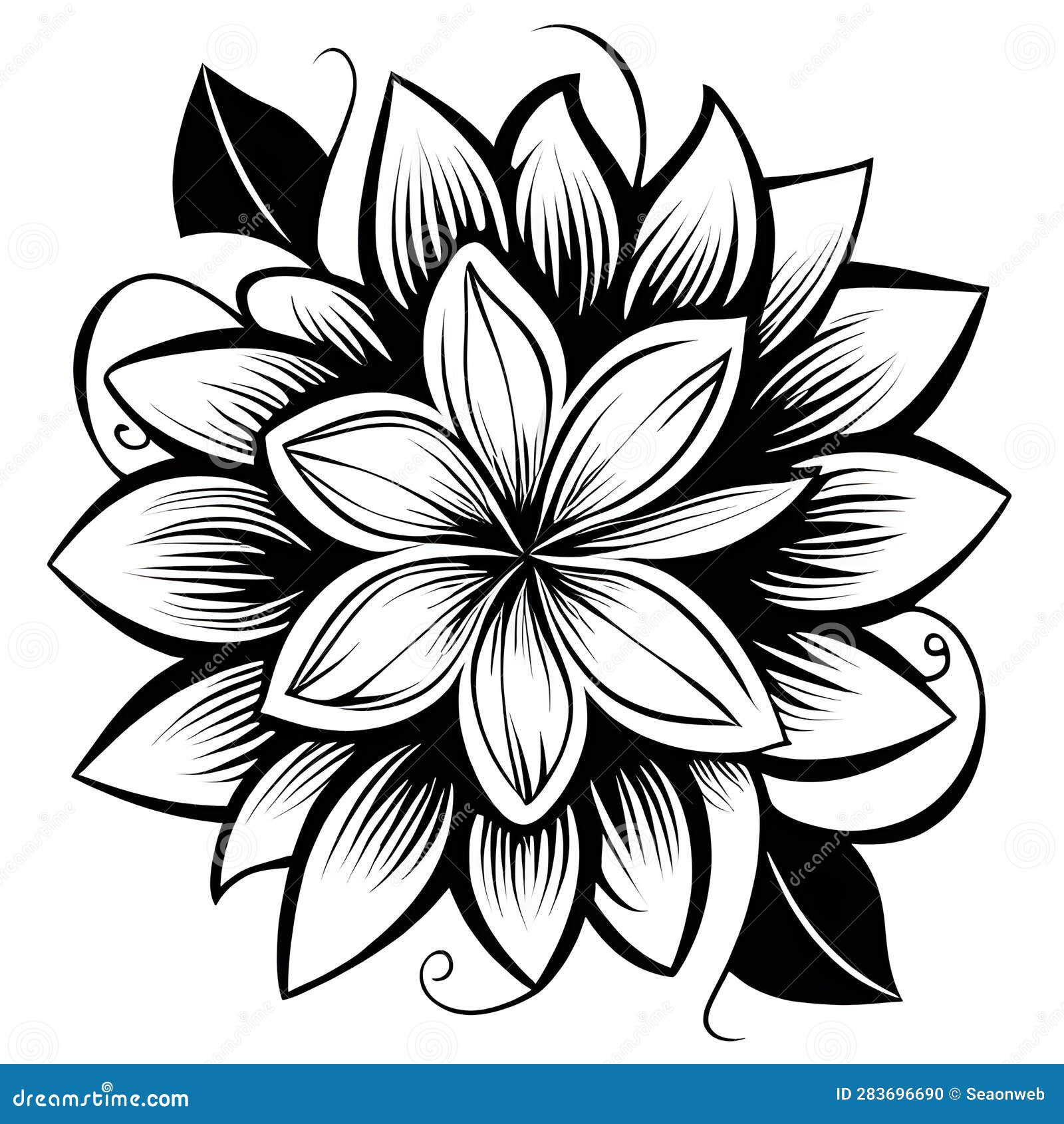 The Graphic of Flower Tattoo Vector Stock Illustration - Illustration ...