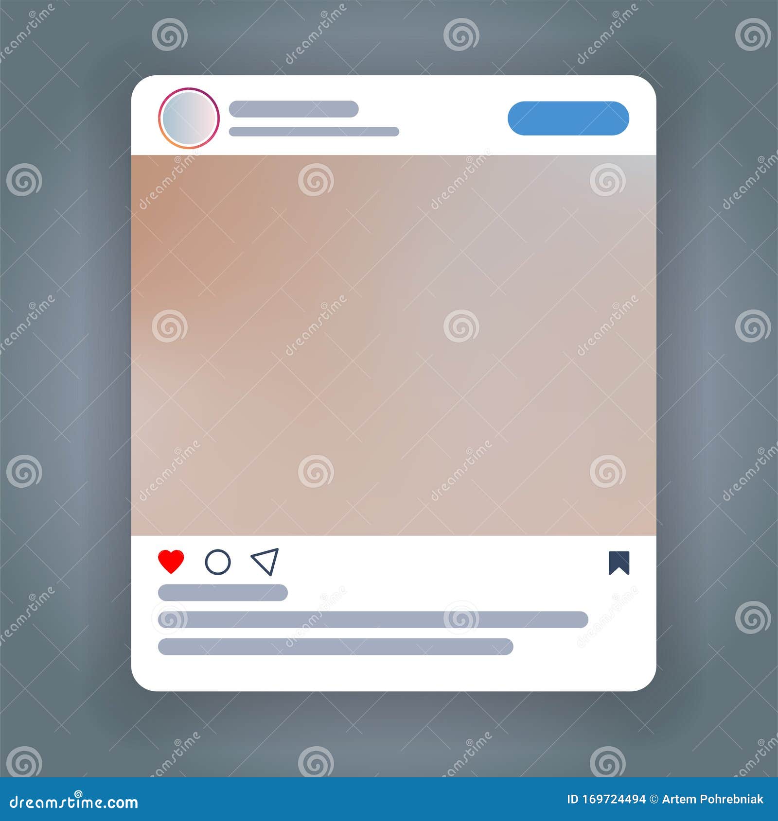 Instagram Style Post. Photo Template in Social Media Blog. Like and ...
