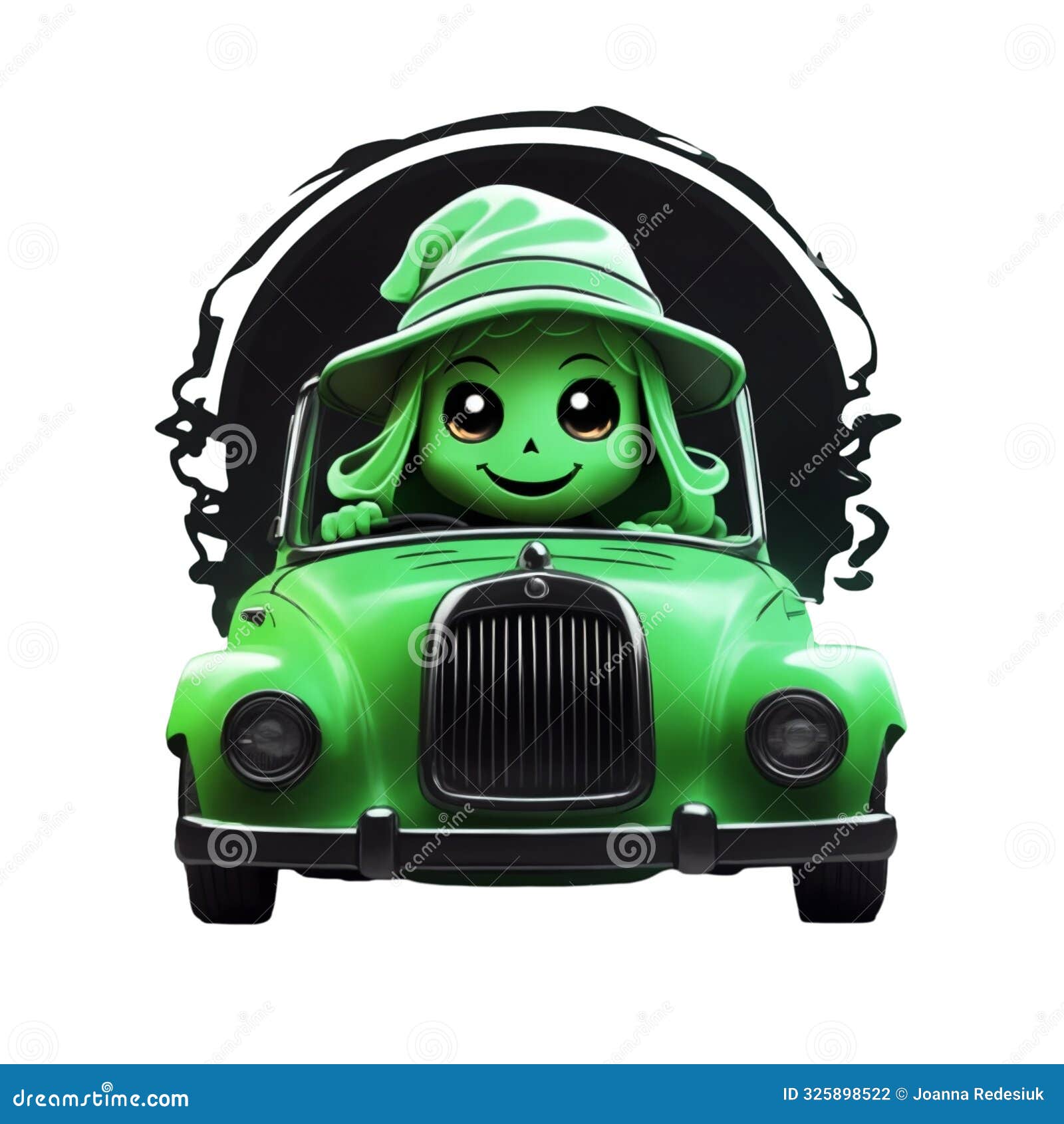 Graphic of a Ghost Driving an Old Vintage Car Stock Photo - Image of ...