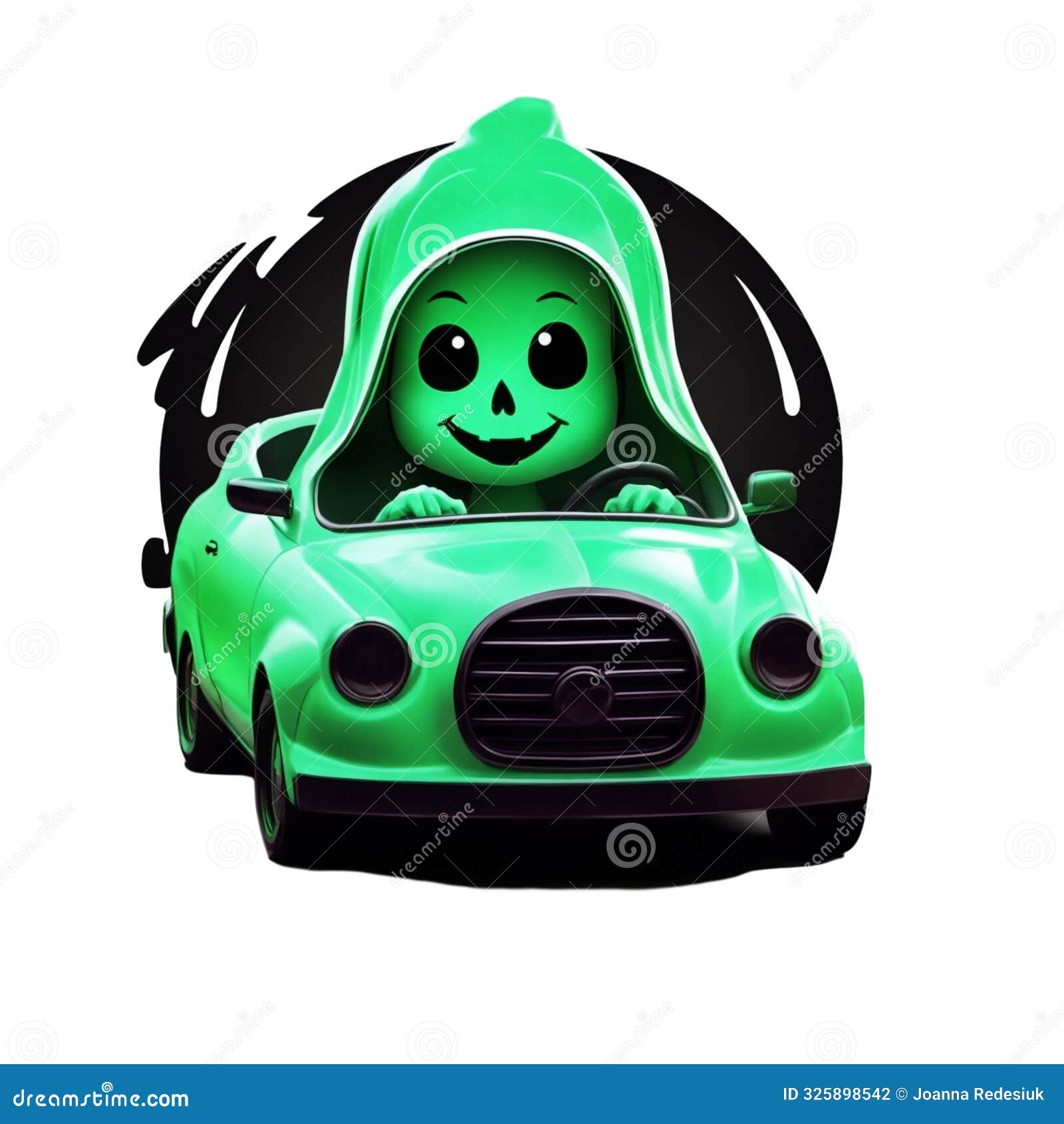 Graphic of a Ghost Driving an Old Vintage Car Stock Photo - Image of ...