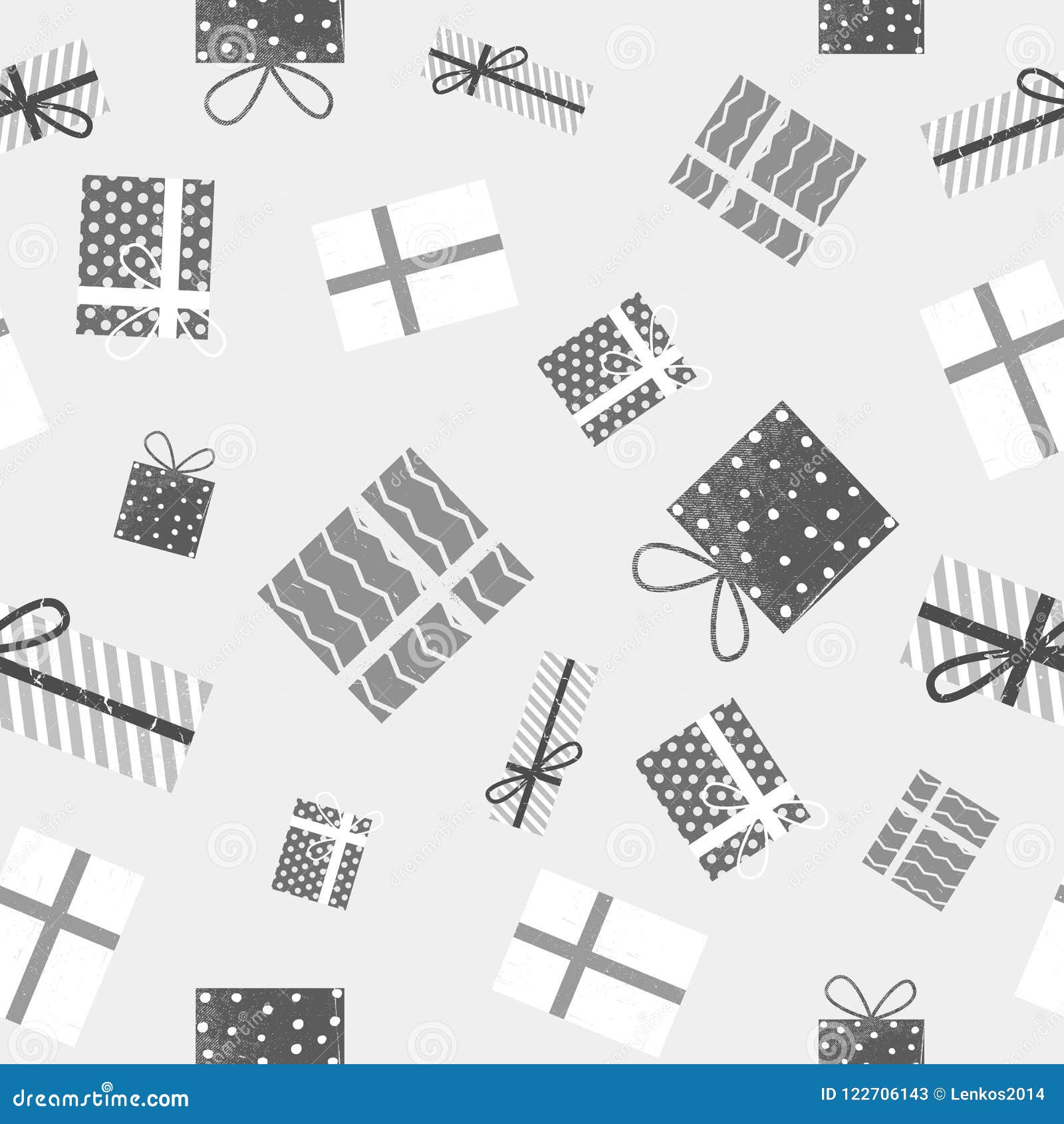Graphic Gift Seamless Presents Cute Pattern with Grunge Texture ...