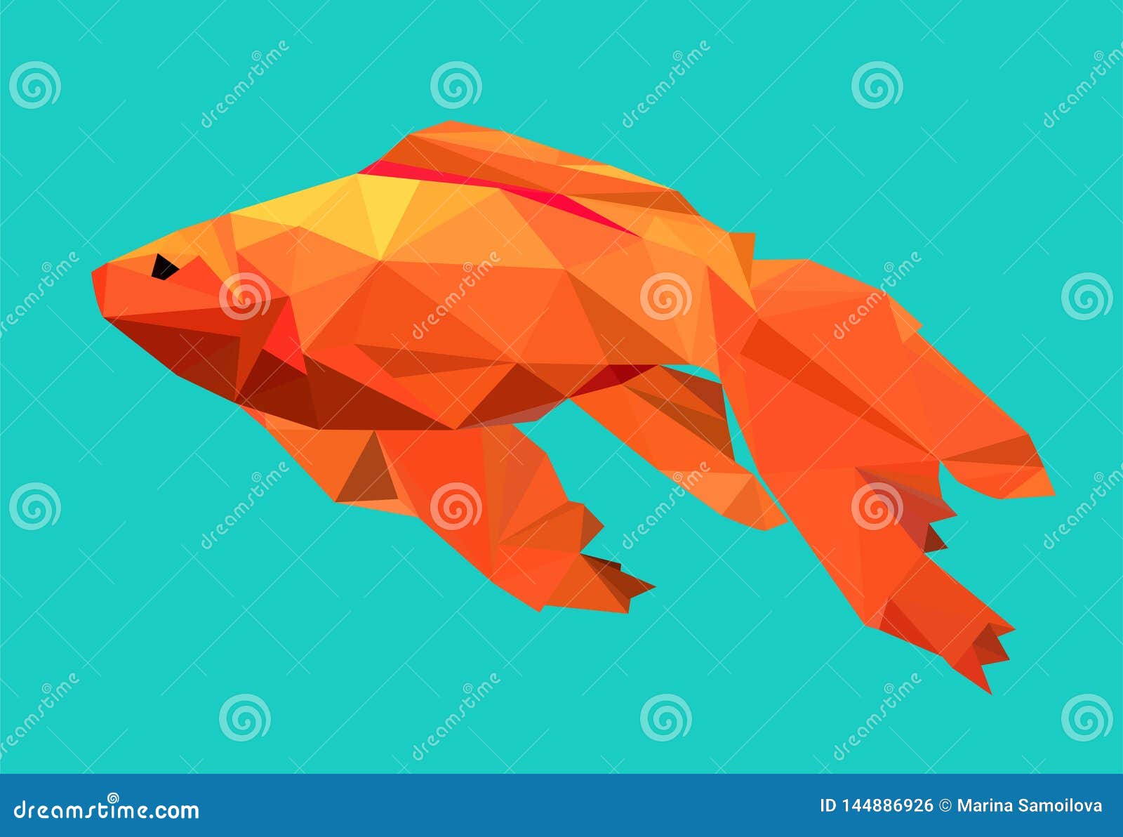 Graphic Goldfish on Blue Background Stock Illustration - Illustration ...