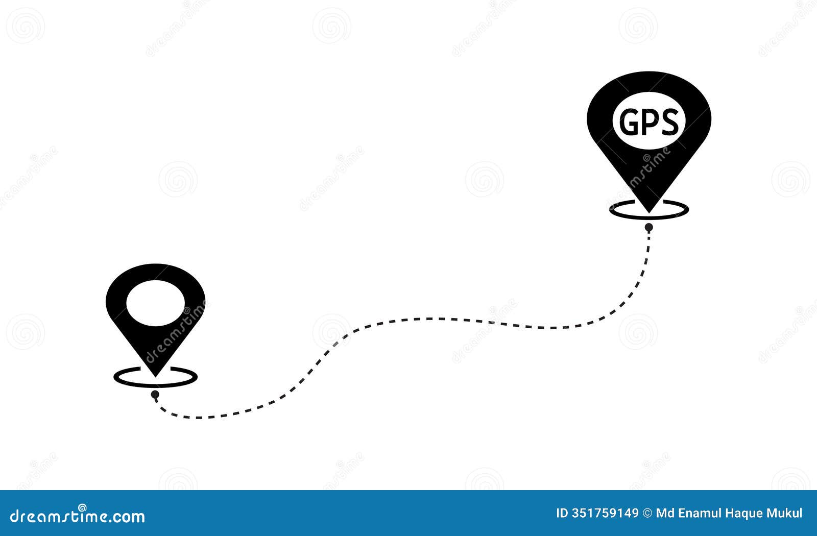 Simple, Clean Graphic of a GPS Navigation Route. Stock Illustration ...
