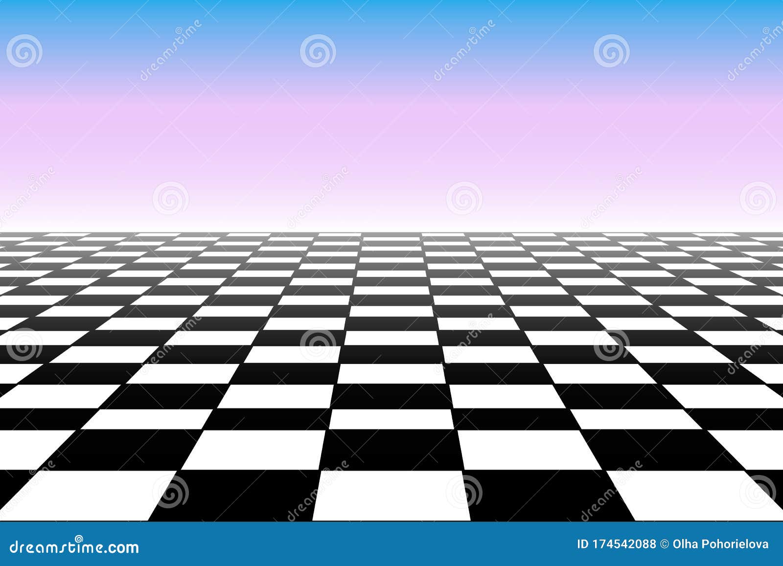 Graphic Grid Perspective Chess Background. Black Silhouette on a Sunset ...