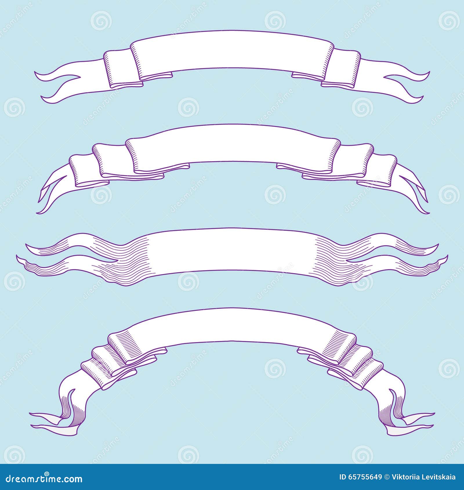 Graphic Hand-drawn Vector Ribbons Stock Vector - Illustration of ...