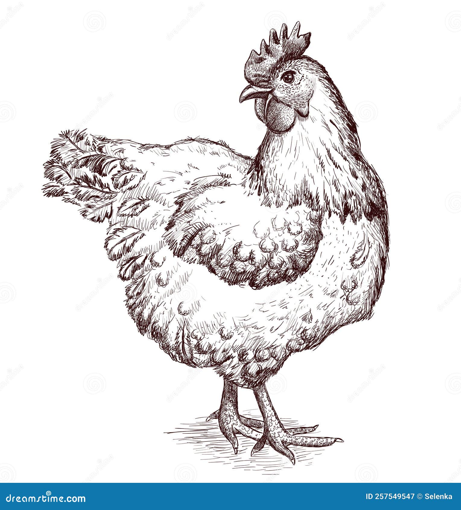 Graphic sketch of hen stock vector. Illustration of female - 257549547