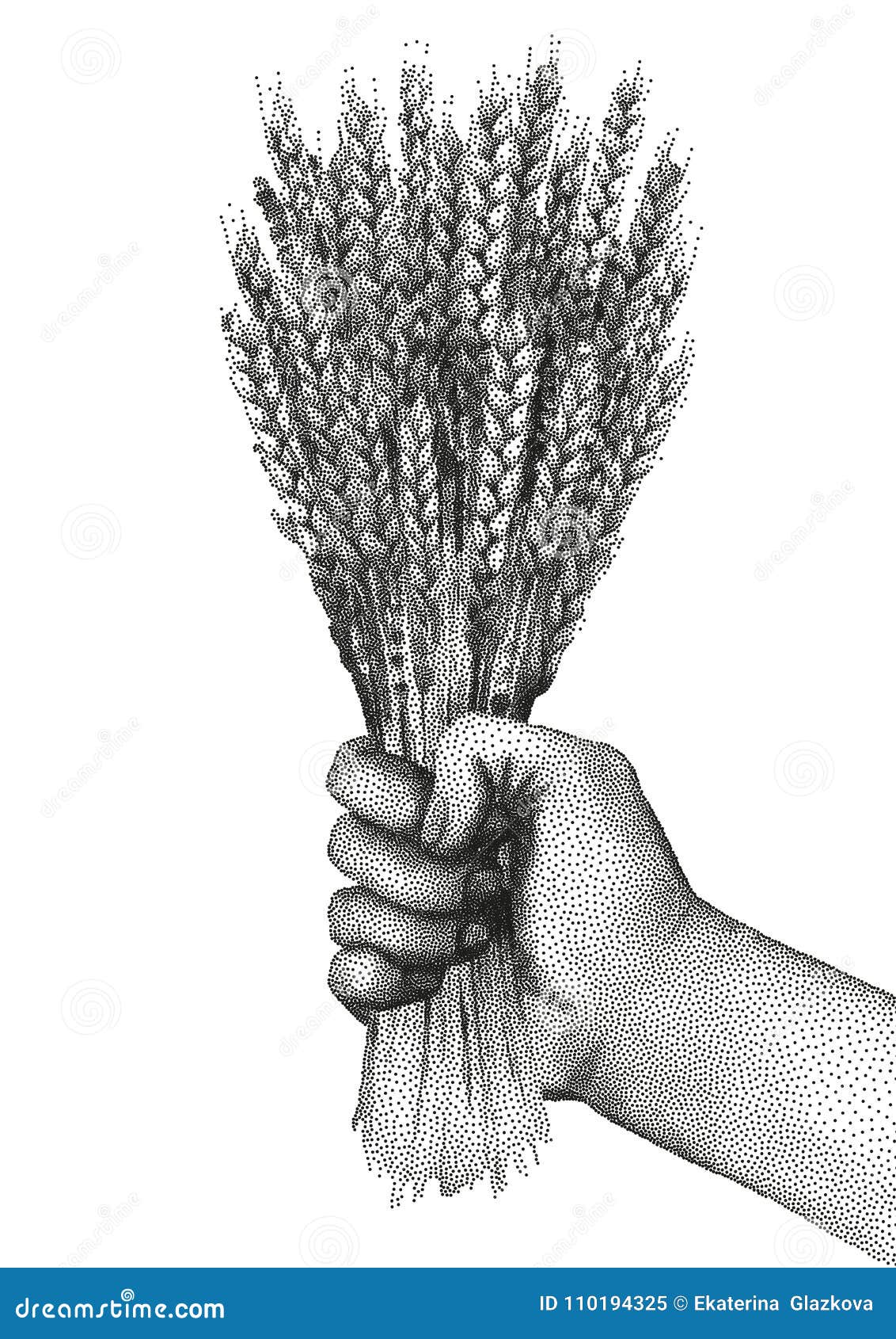 Hand with Malt in Stippling Technique Stock Vector - Illustration of ...