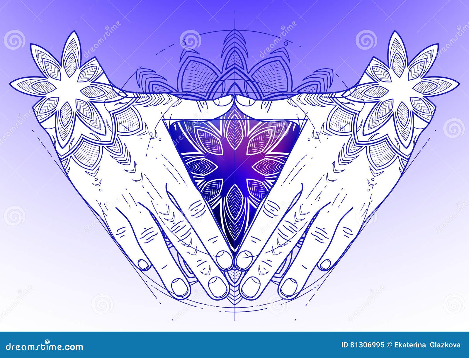 Graphic Hands in the Shape of Triangle Stock Vector - Illustration of ...