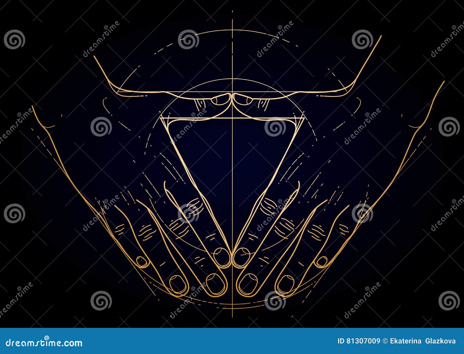 Graphic Hands in the Shape of Triangle Stock Vector - Illustration of ...