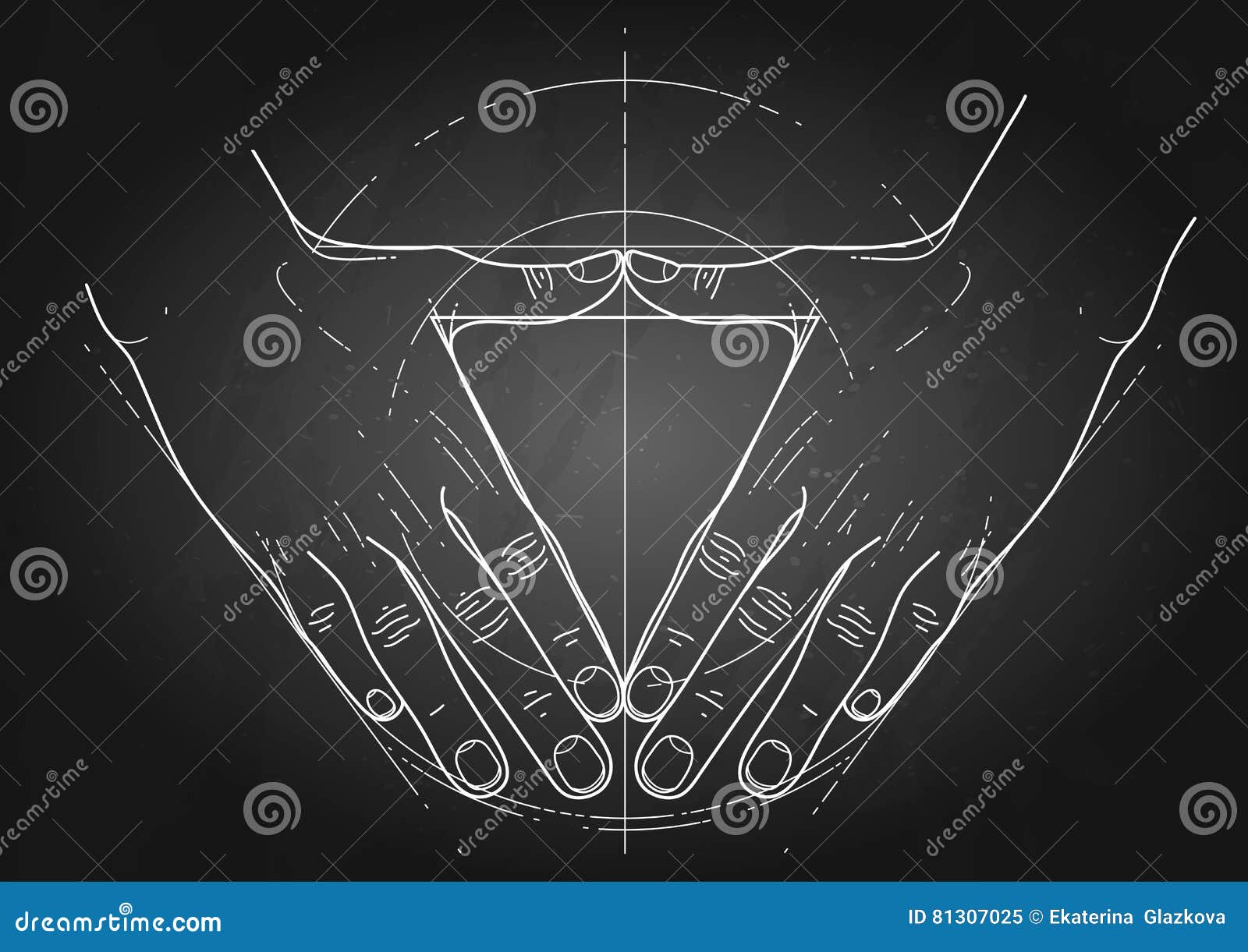 Graphic Hands in the Shape of Triangle Stock Vector - Illustration of ...