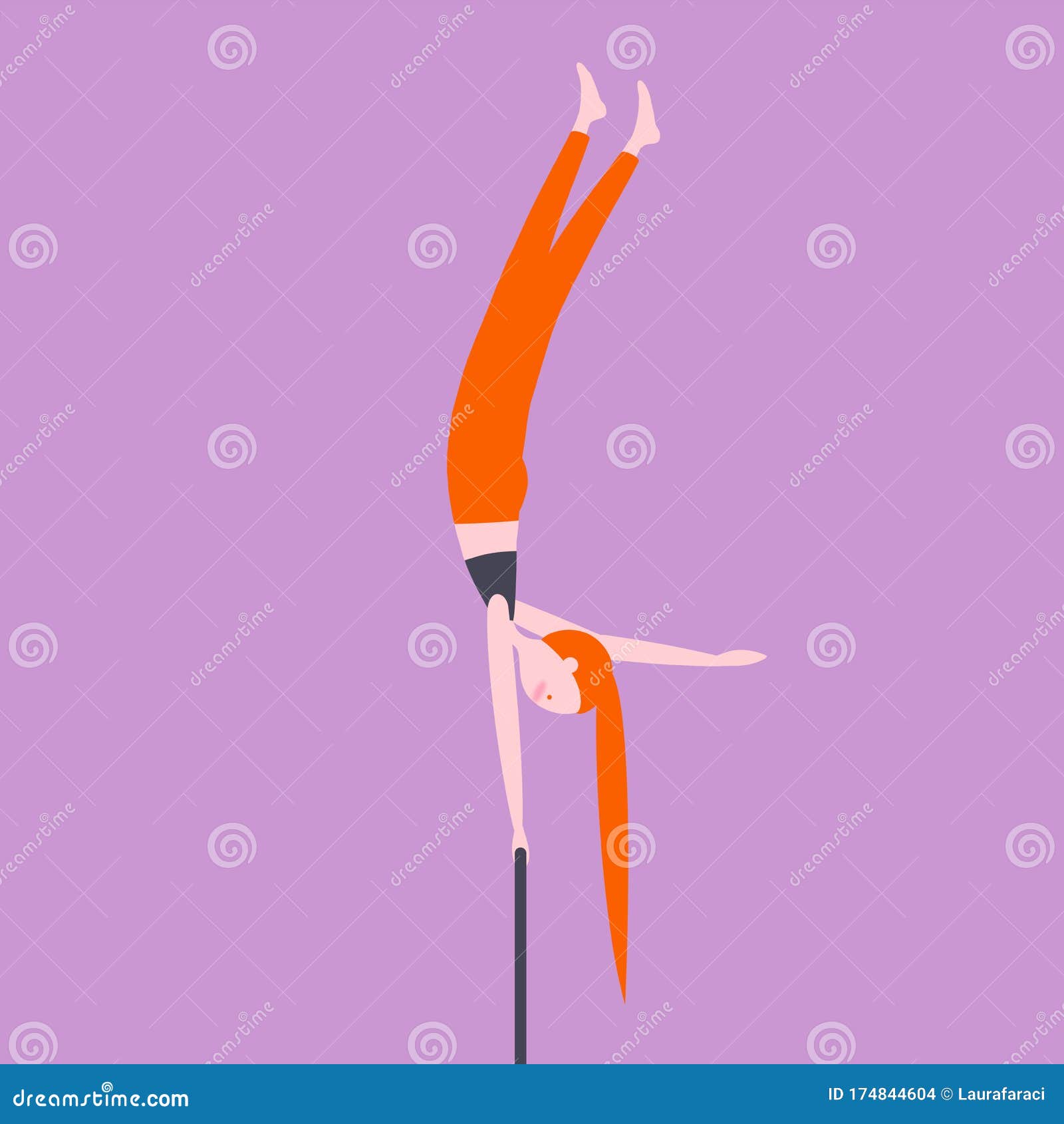Graphic Handstand stock illustration. Illustration of pink - 174844604