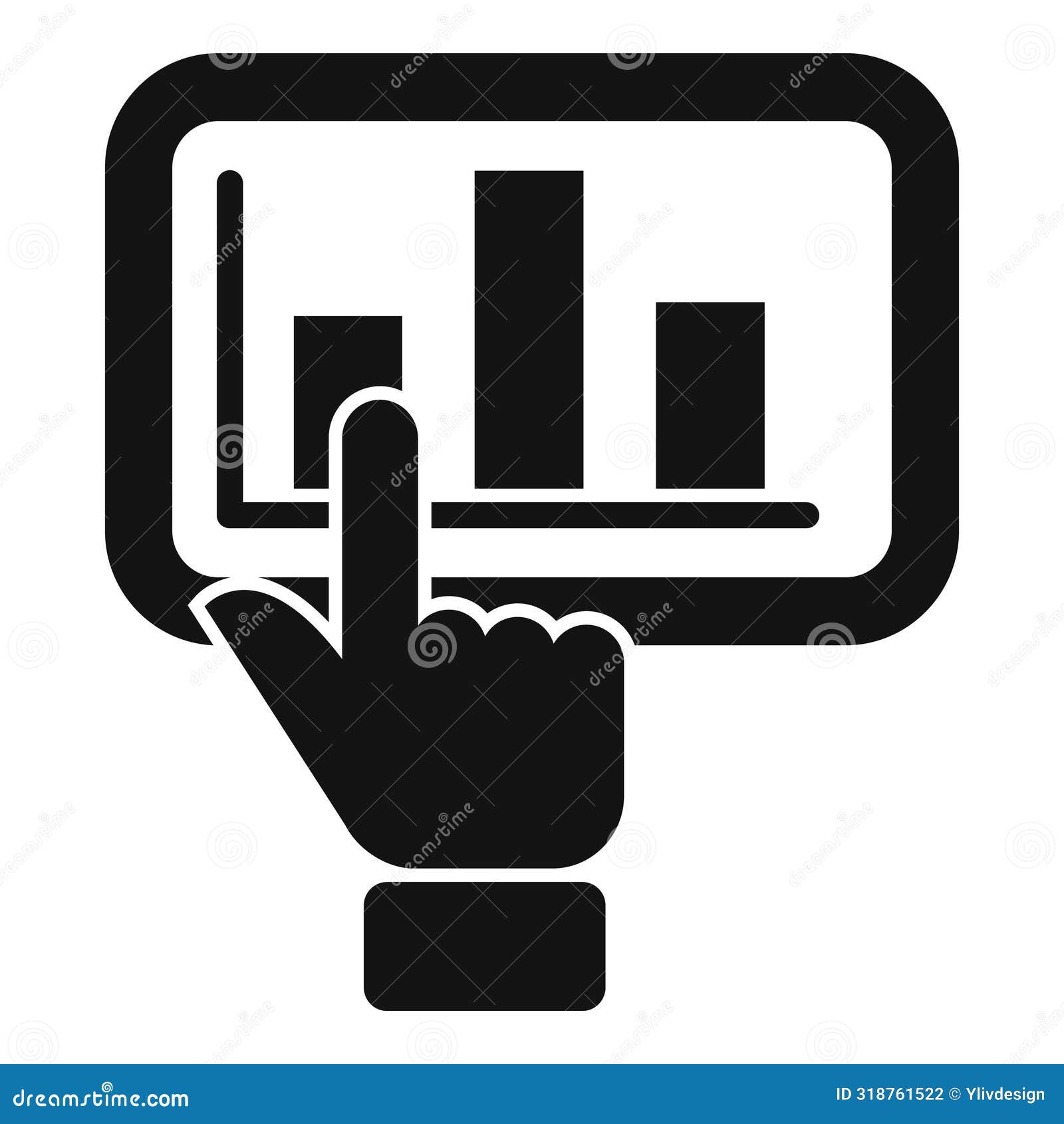 Graphic Icon Showcasing a Finger Interacting with a Bar Chart on a ...