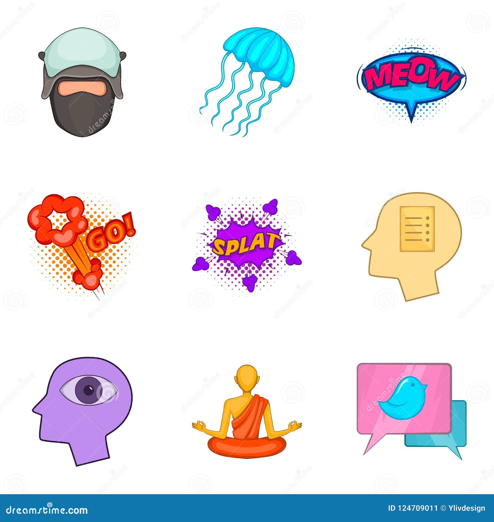 Graphic Icons Set, Cartoon Style Stock Illustration - Illustration of ...