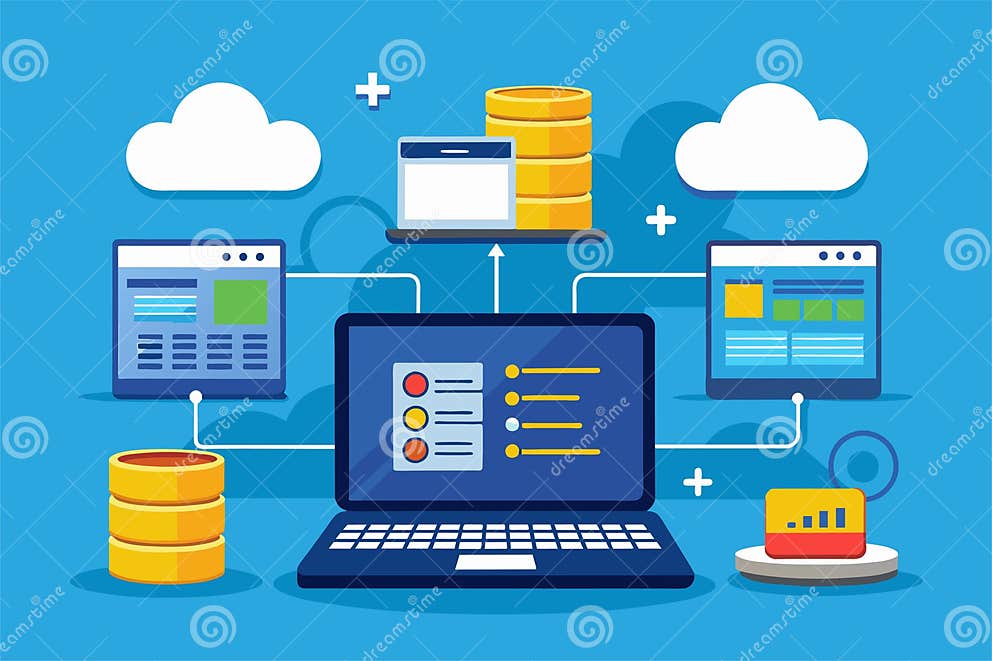 The Graphic Illustrates the Process of Syncing Laptop Storage with ...