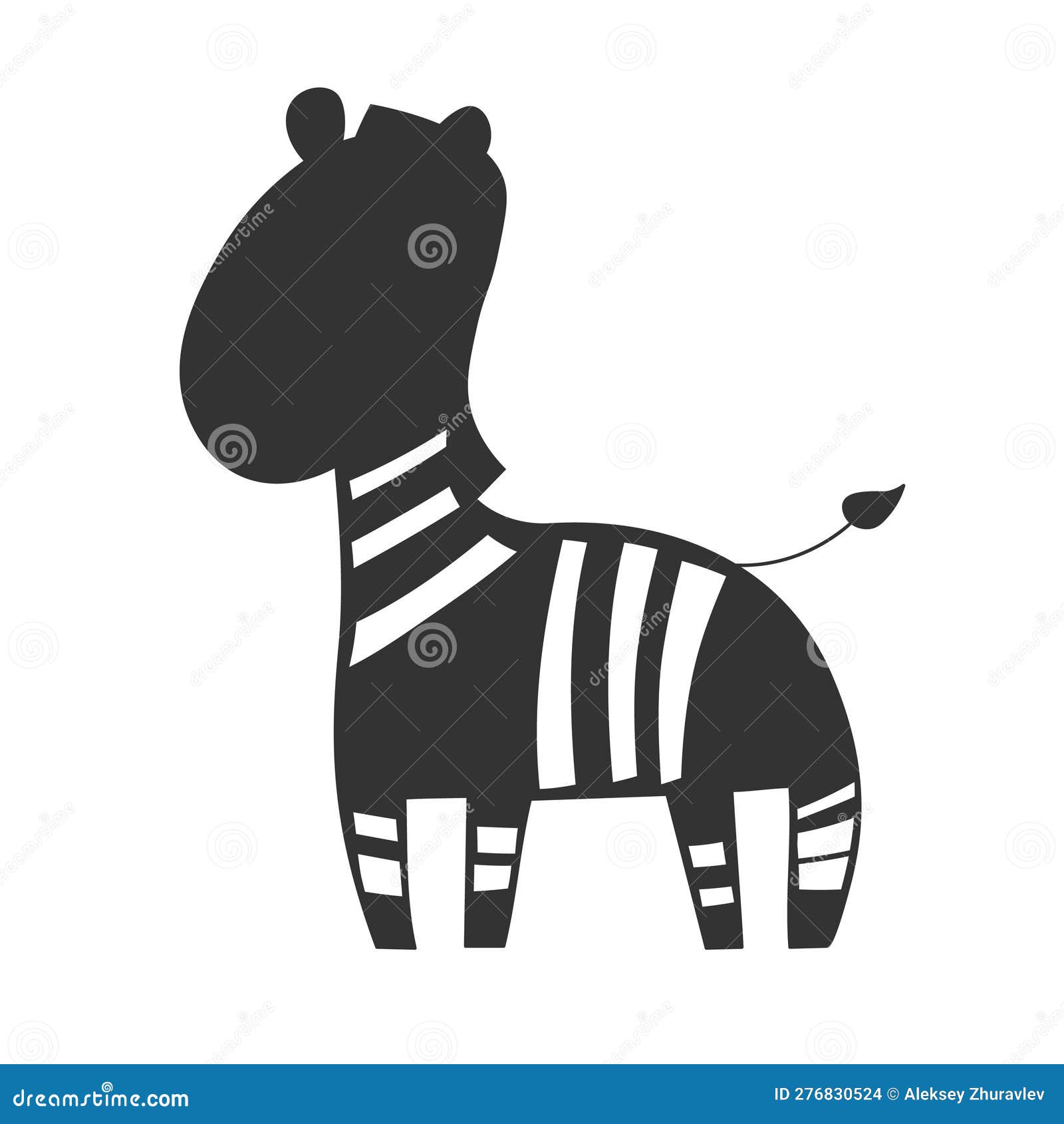 Graphic Illustration of a Black Silhouette of a Standing Zebra in ...