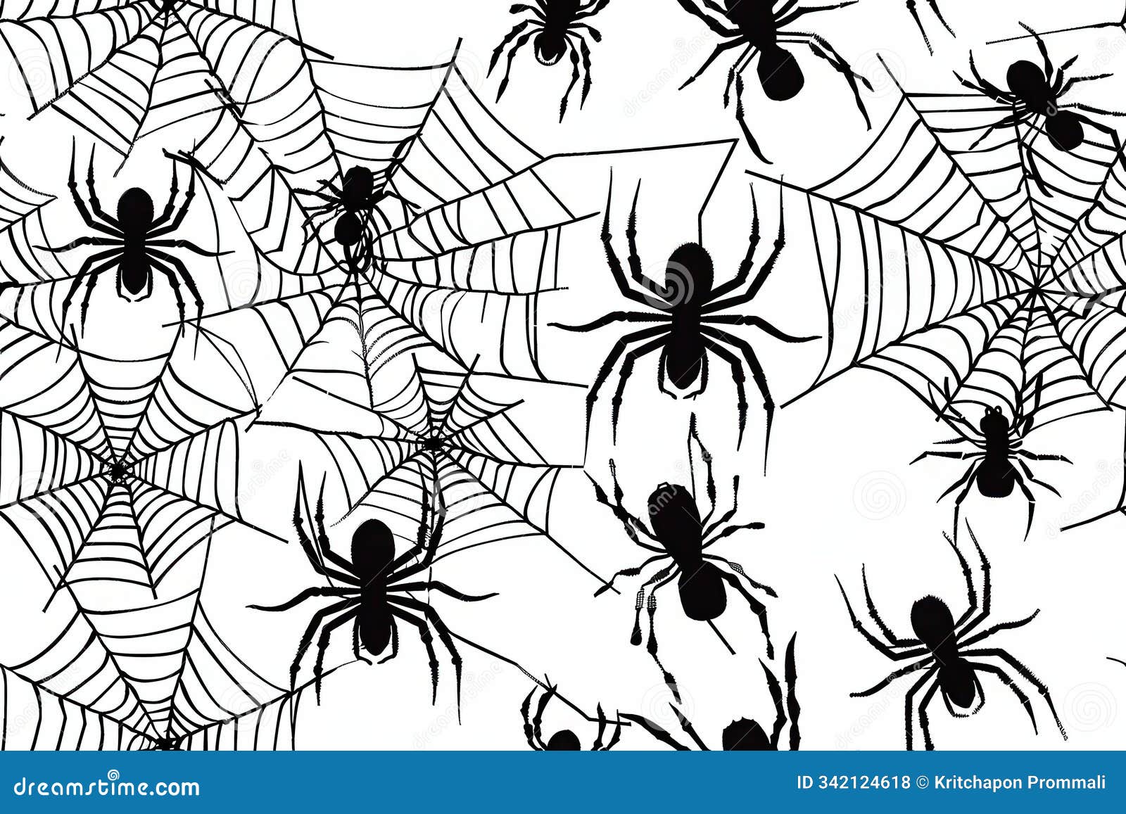 Spider and Web Pattern stock illustration. Illustration of webs - 342124618