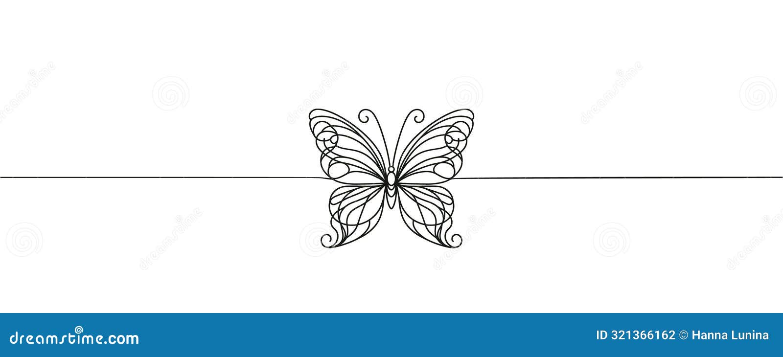 Graphic Illustration of a Butterfly in One Line. Line Drawing. Stock ...