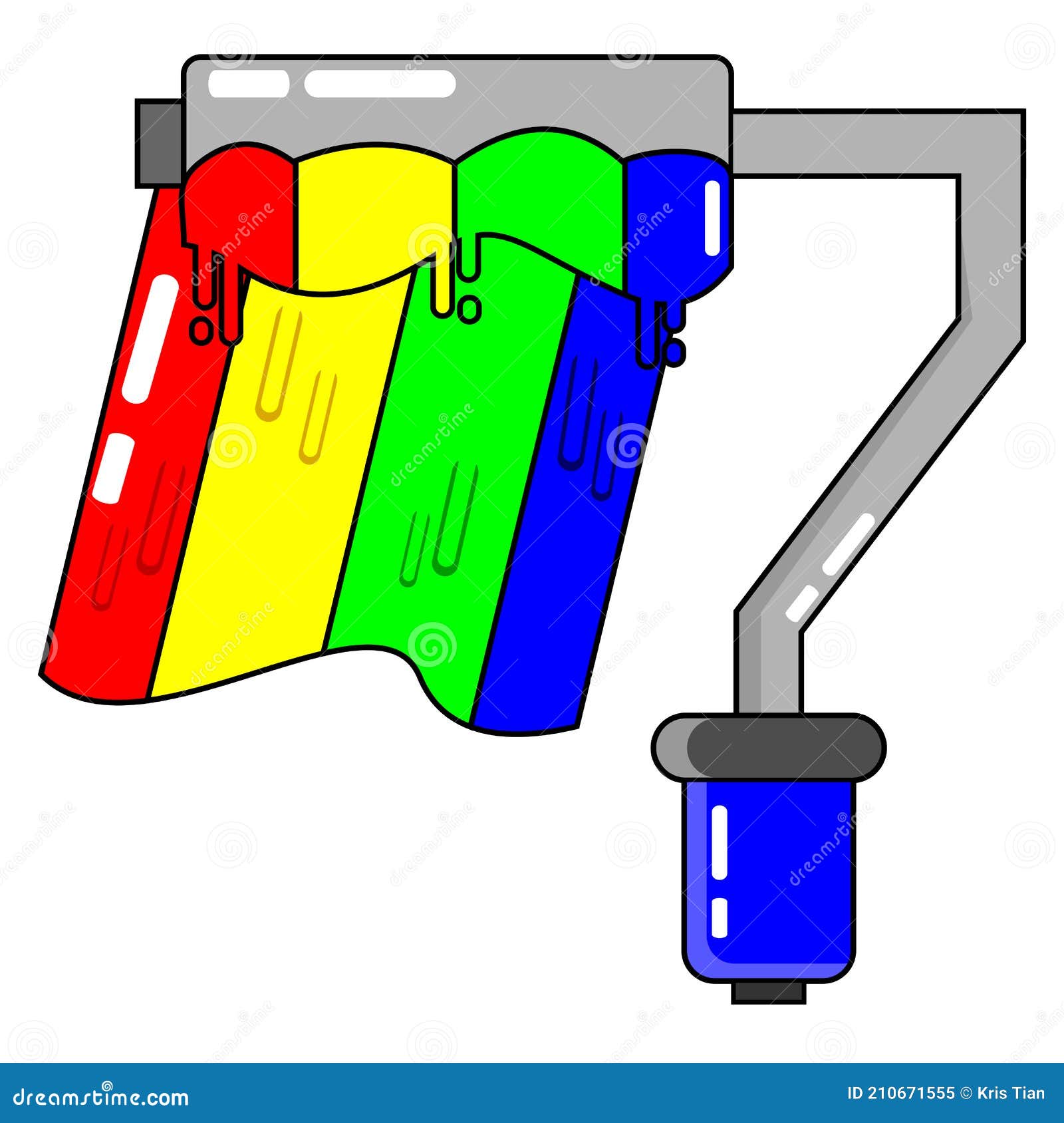 Rainbow paint roll stock vector. Illustration of equipment - 210671555