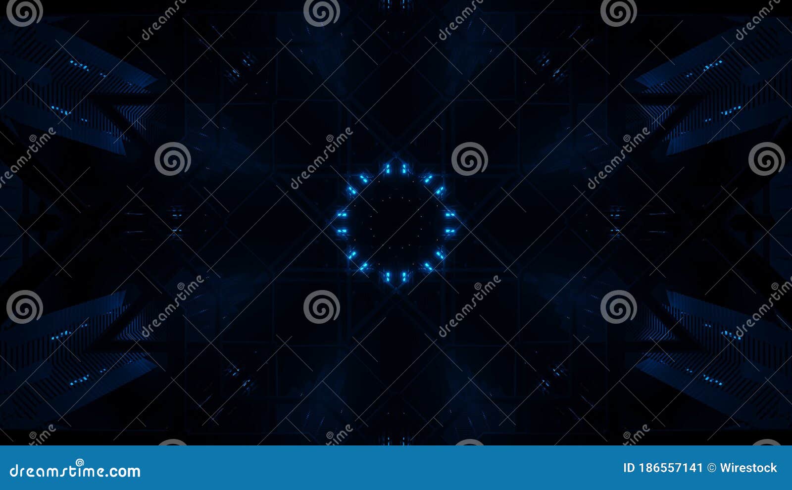 Graphic Illustration of 3D Rendered Futuristic Blue Patterns Stock ...