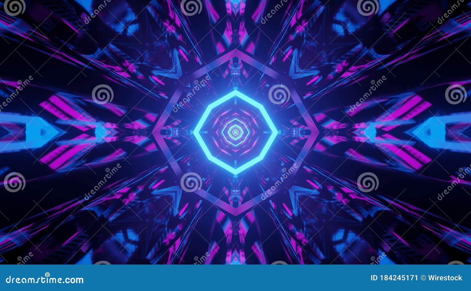 Graphic Illustration of 3D Rendered Futuristic Blue and Purple Patterns ...