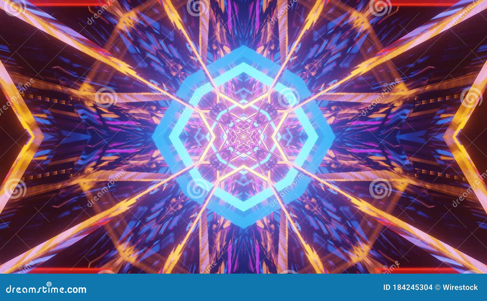 Graphic Illustration of 3D Rendered Futuristic Blue and Yellow ...