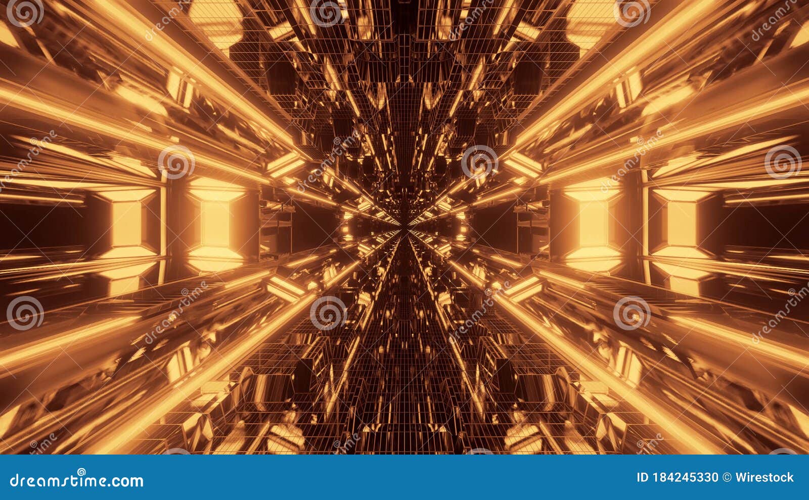 Graphic Illustration of 3D Rendered Futuristic Golden Patterns Stock ...